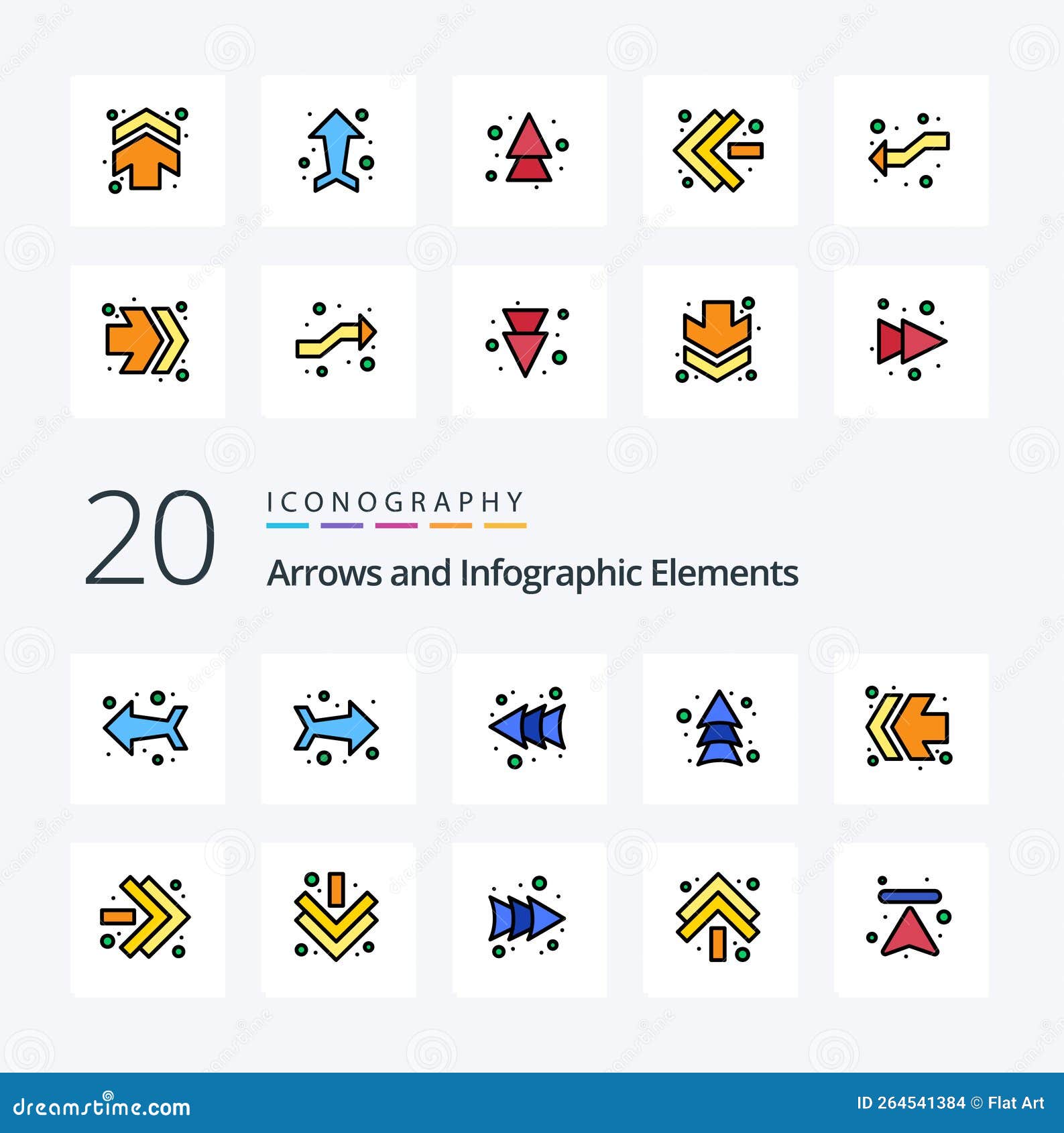 20 Arrow Line Filled Color Icon Pack Like Arrows Intersection Up ...