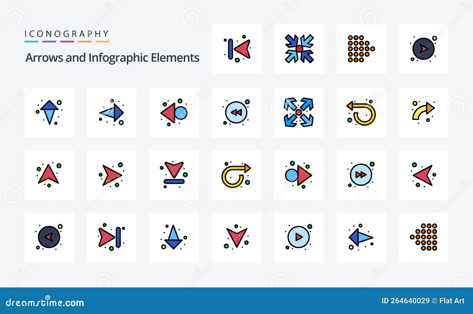 25 Arrow Line Filled Style Icon Pack. Vector Iconography Illustration ...