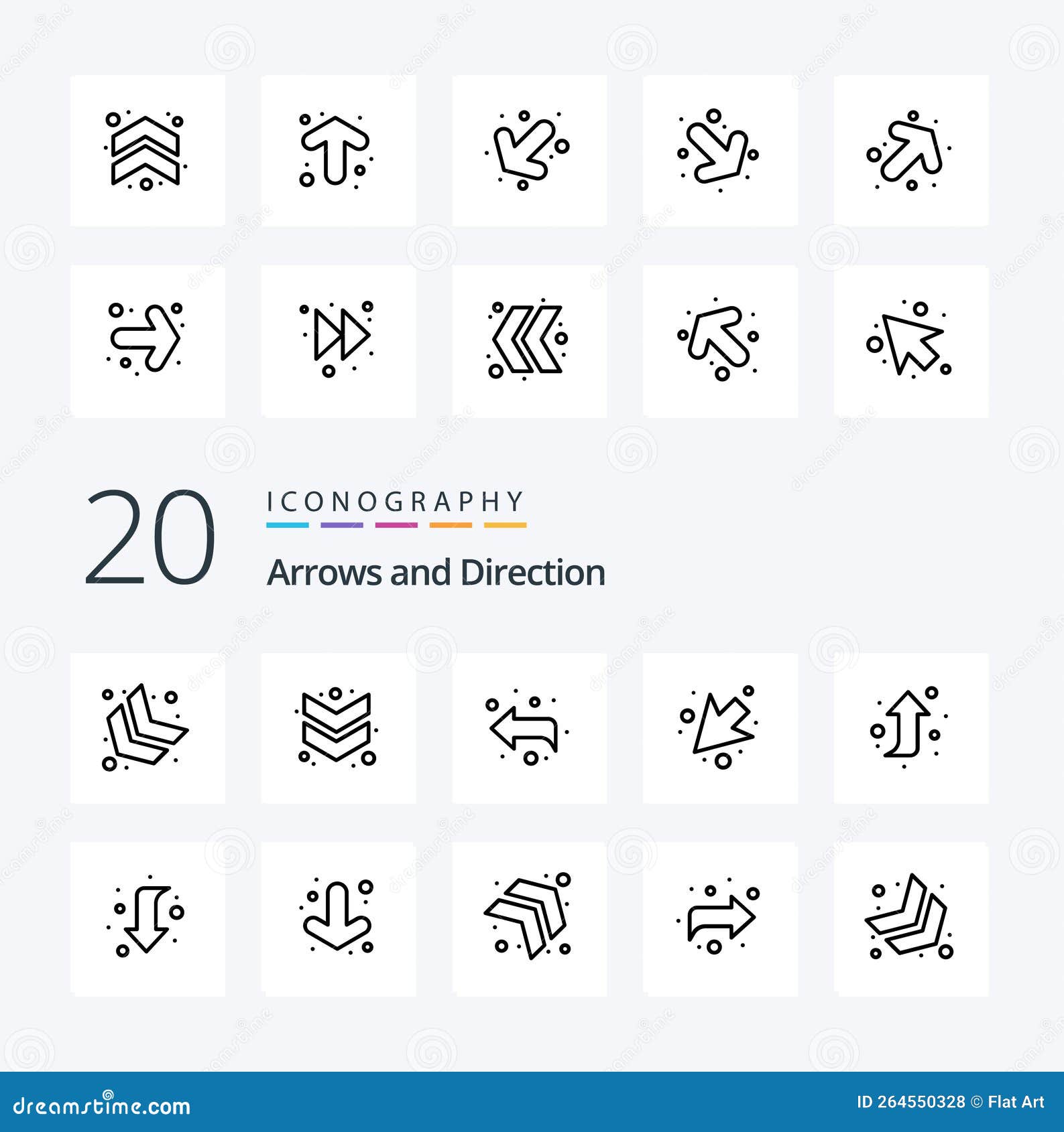 20 Arrow Line Icon Pack Like Forward Left Left Down Direction Stock ...