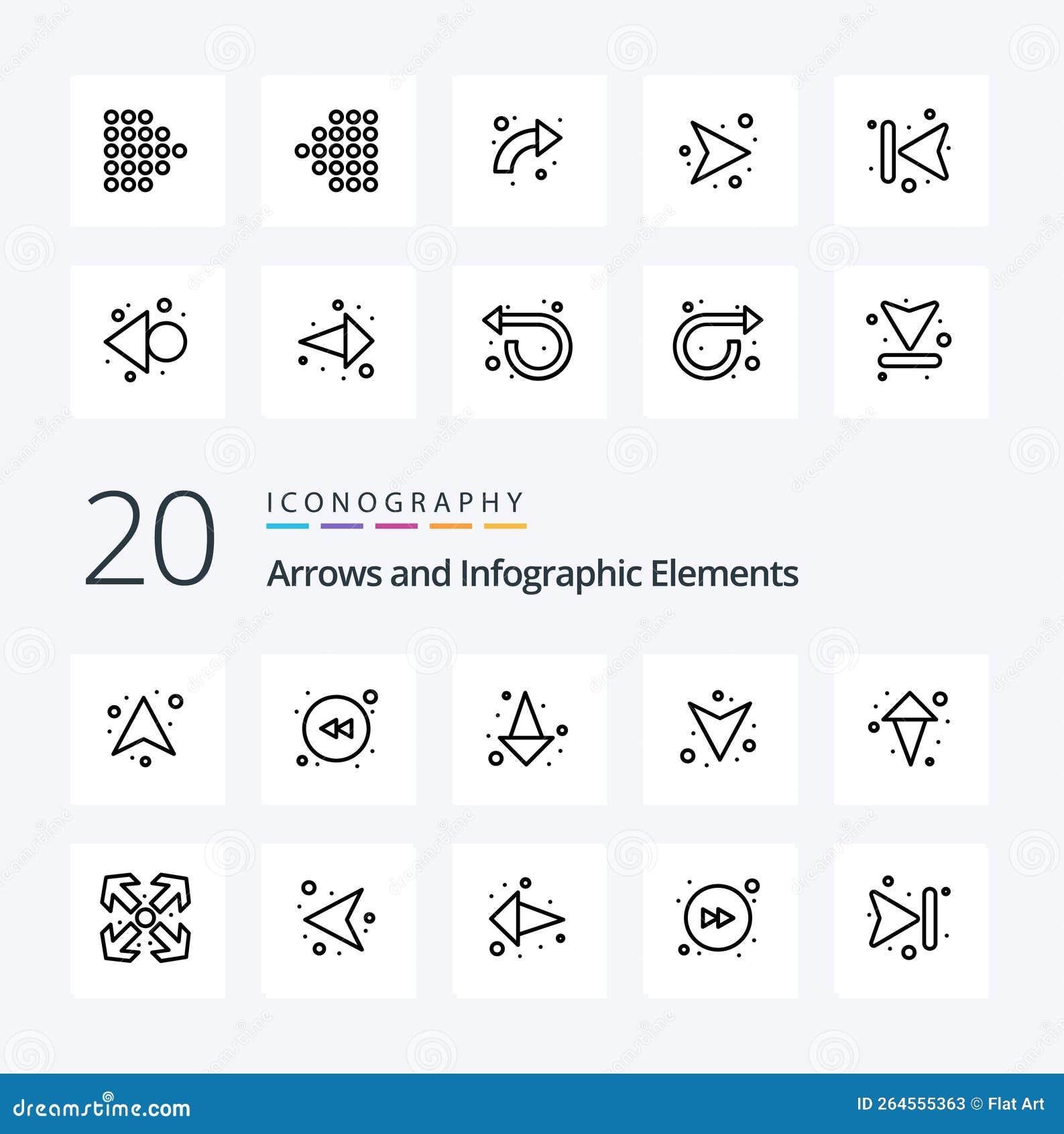 20 Arrow Line Icon Pack Like Network Arrows Left Up Curved Stock Vector ...