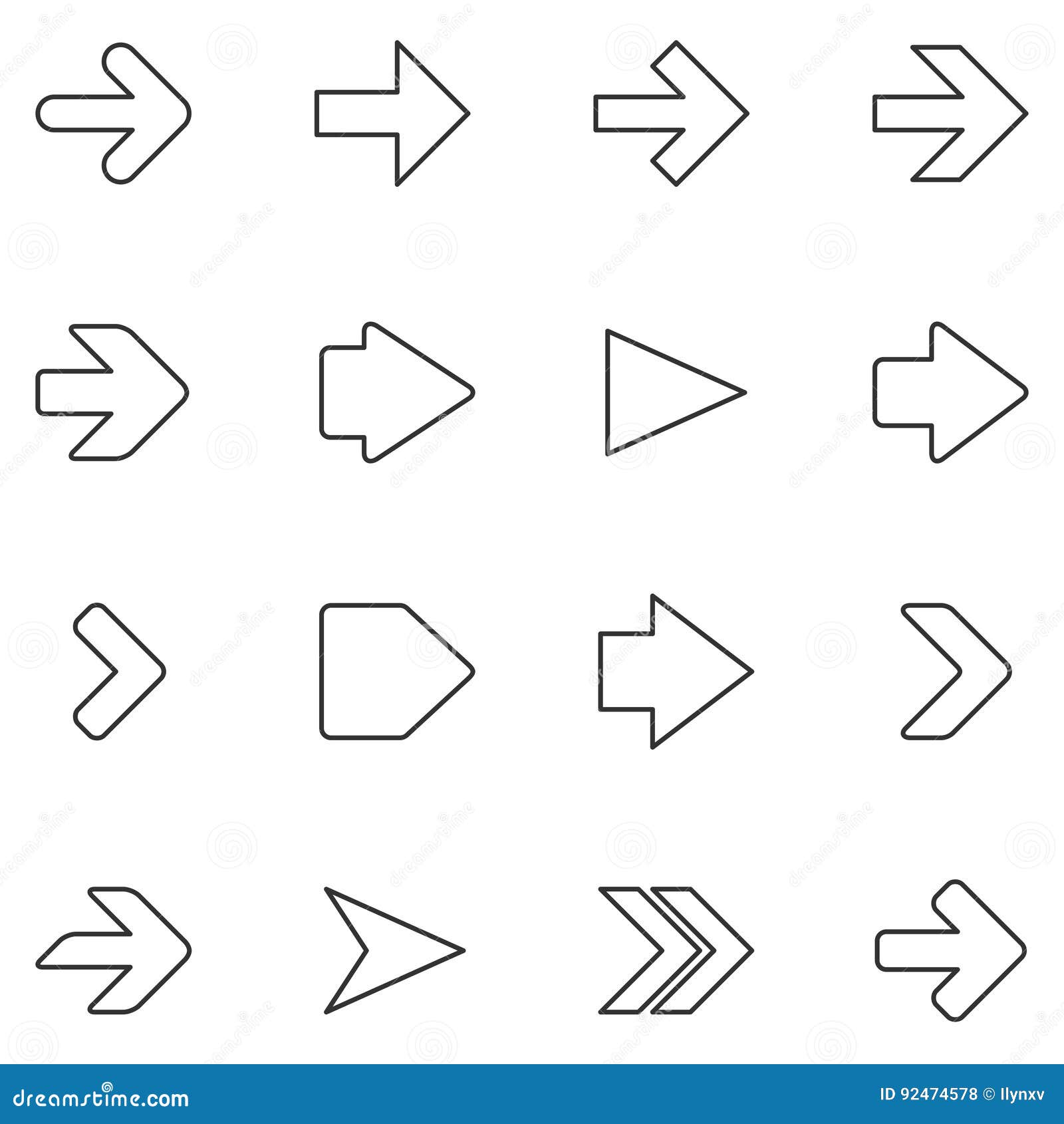 Arrow line icon set stock vector. Illustration of black - 92474578