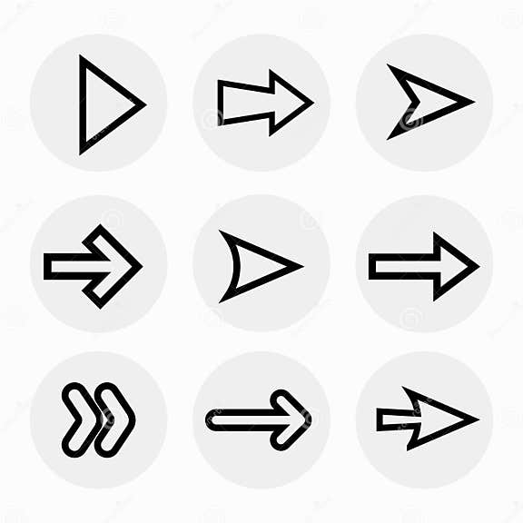 Arrow Line Icons Set Vector Stock Vector - Illustration of sign, arrow ...
