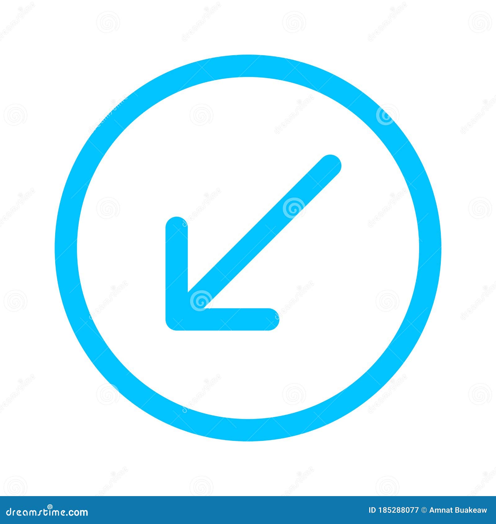 Arrow Line Pointing Left Down in Circle Blue Isolated on White, Arrow ...