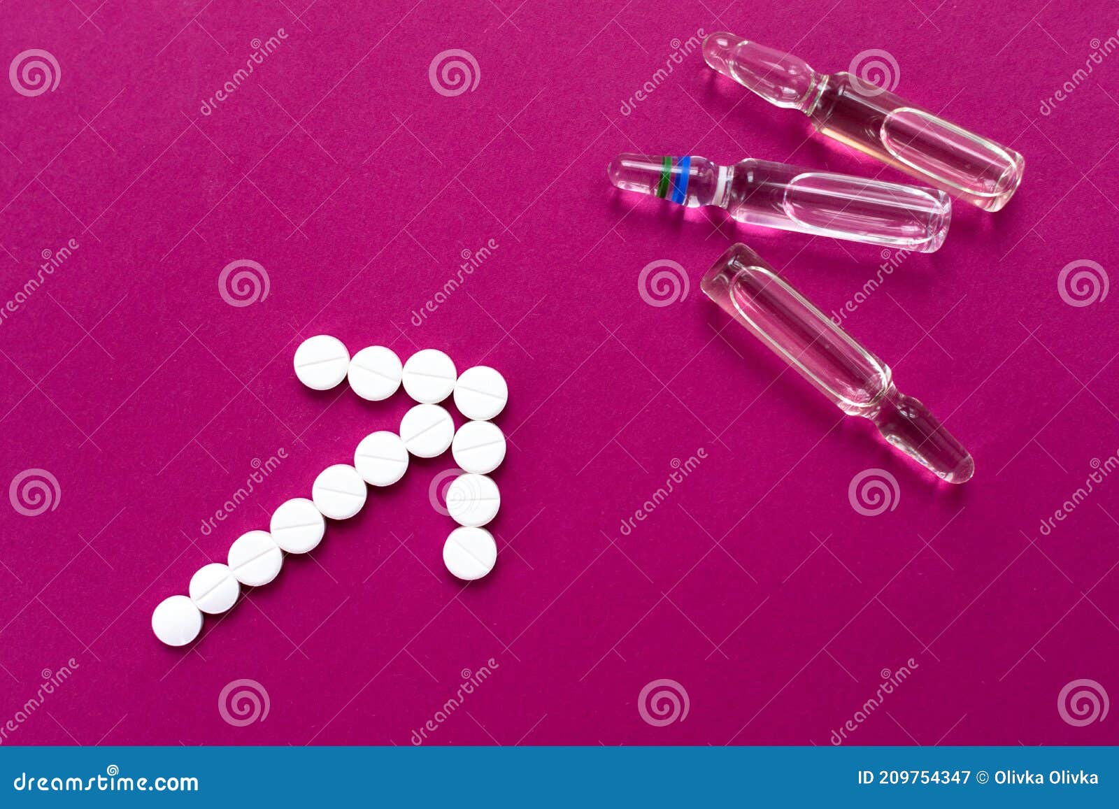 The Arrow is Lined with Tablets and Ampoules for Injections. Stock ...