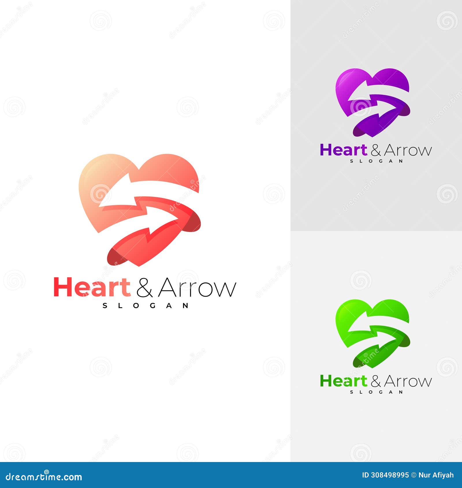 Arrow Logo and Heart Design Combination, Double Arrow Stock Vector ...