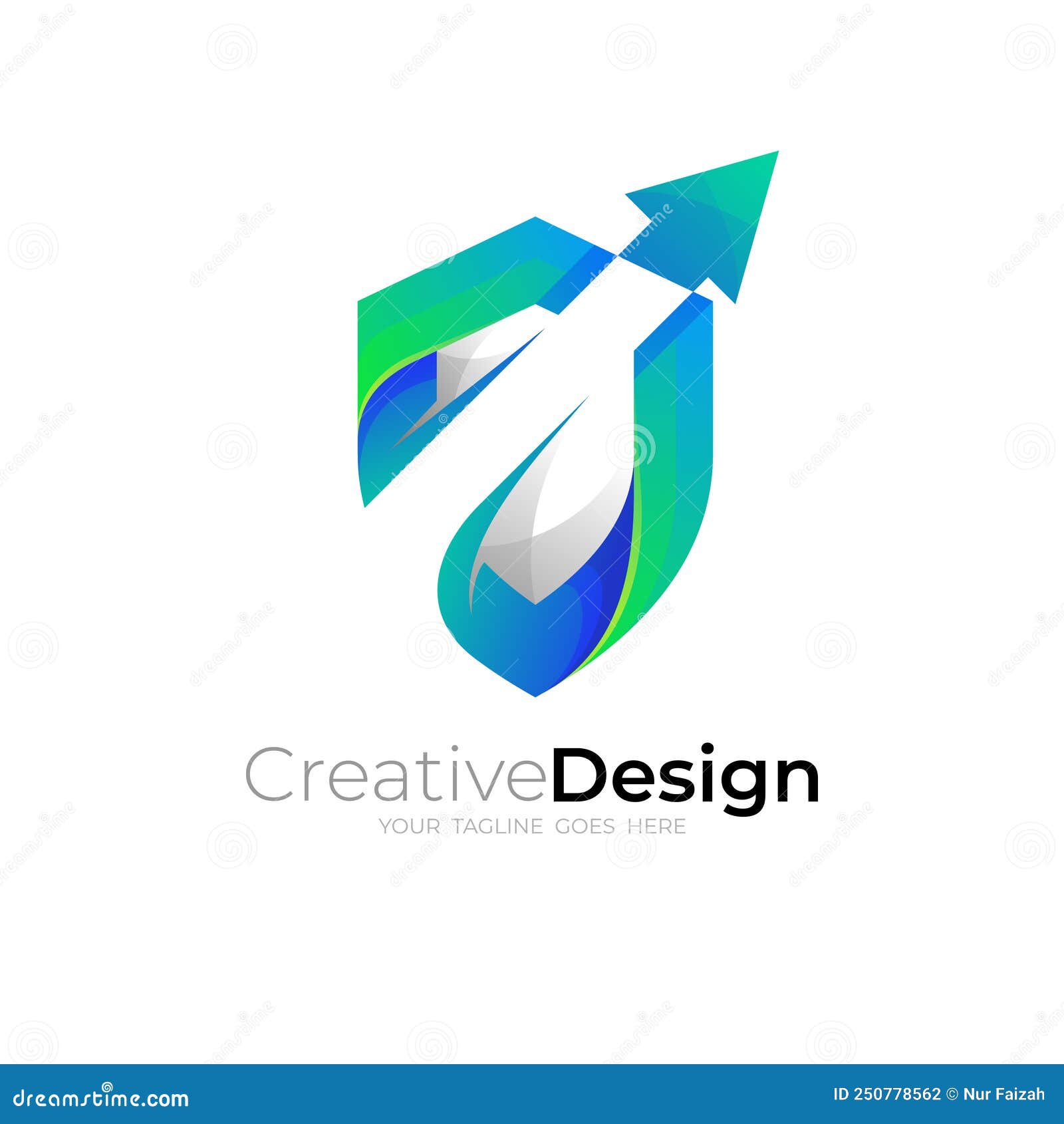 Arrow Logo and Shield Design Template, Blue Color Stock Vector ...