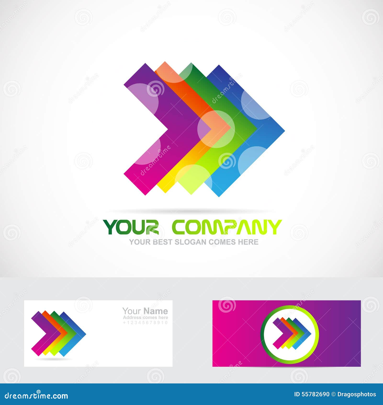 Arrow In Colors CMYK Upward Tending . Trendy Minimalistic Template ...