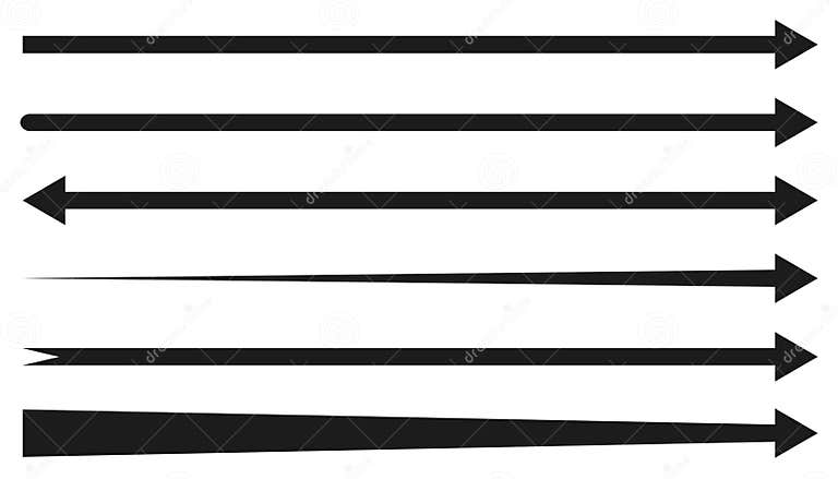 Arrow Long Set, Different Horizontal Arrows Isolated Stock Vector ...