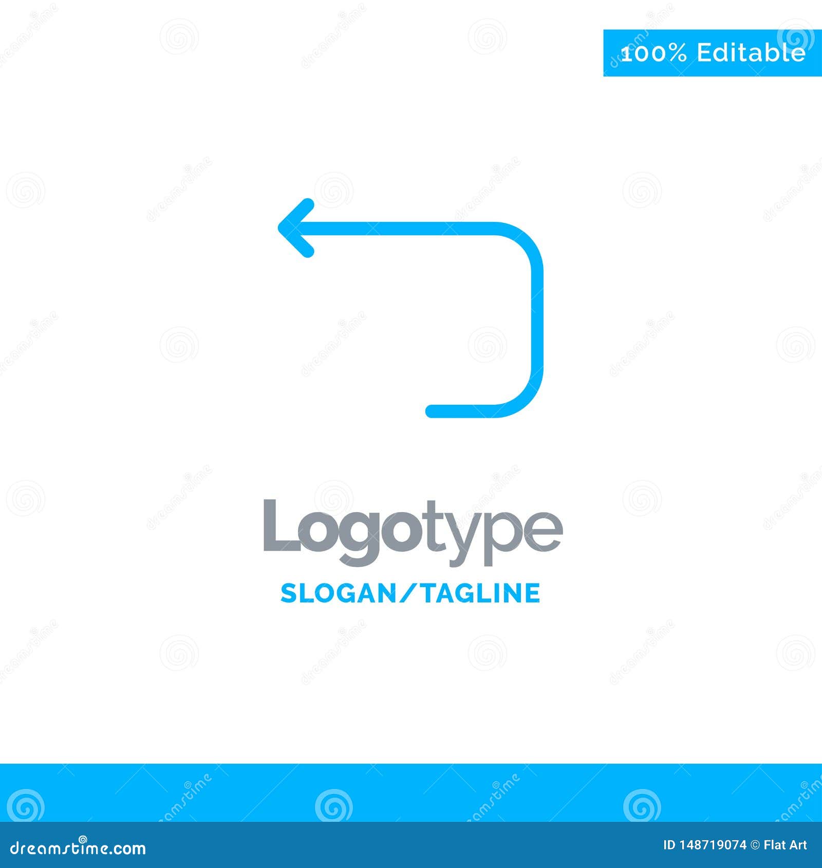 Arrow, Loop, Loop Arrow, Back Blue Solid Logo Template. Place for ...