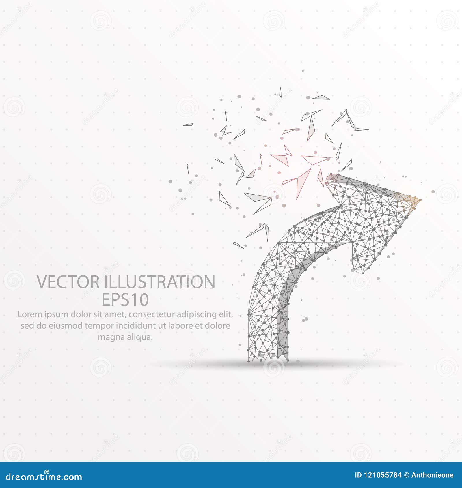 Arrow Low Poly Wire Frame on White Background. Stock Vector ...