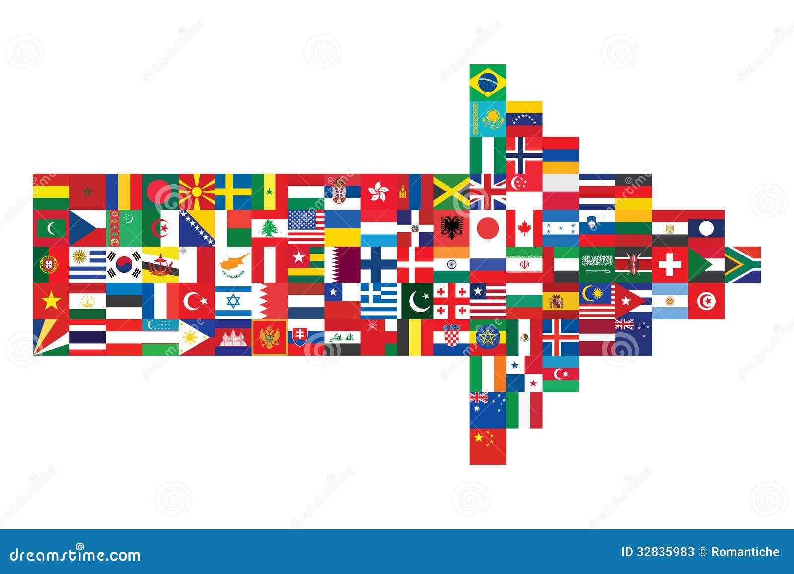 Arrow made of flag icons stock vector. Illustration of australia - 32835983