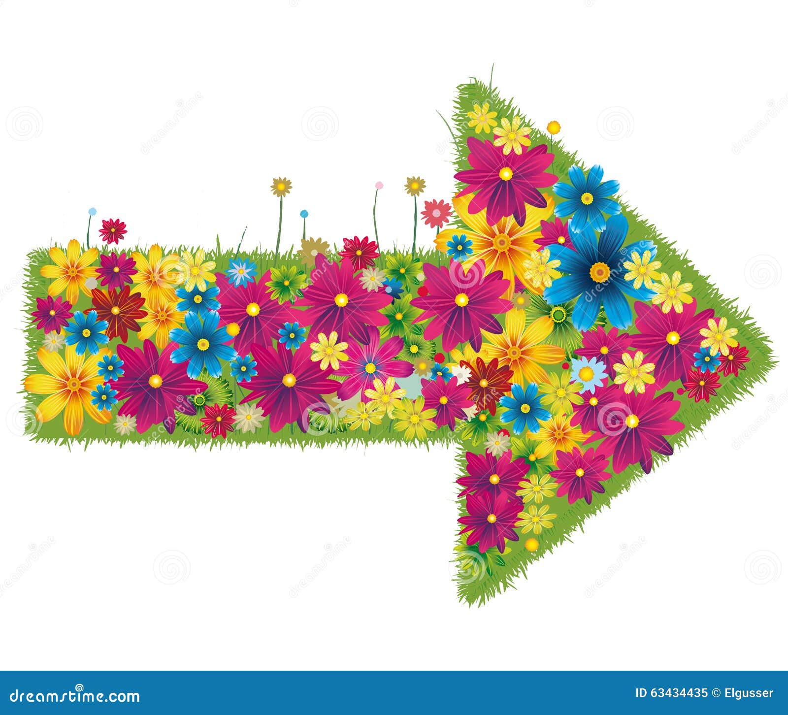 Arrow made of flowers stock vector. Illustration of meadow - 63434435