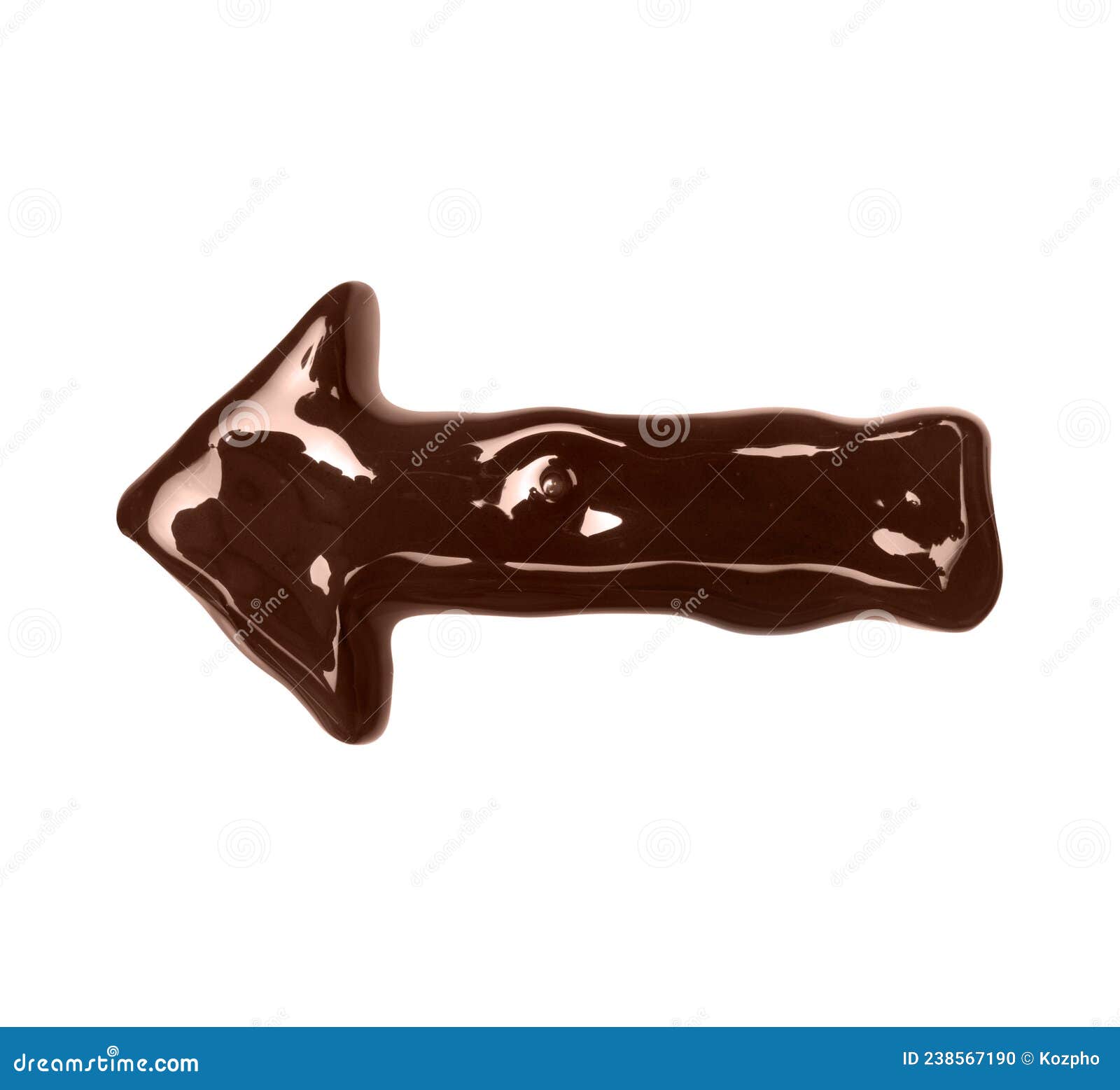 Arrow is Made of Melted Chocolate, Isolated on White Background Stock ...