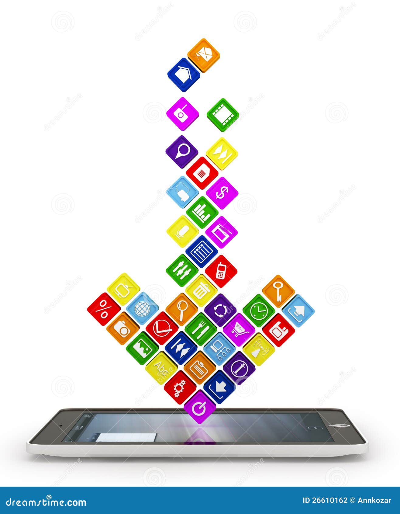 Arrow Made Up of the Apps Falling into the Displ Editorial Photography ...