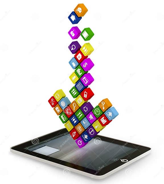 Arrow Made Up of the Apps Falling into the Displ Editorial Photo ...