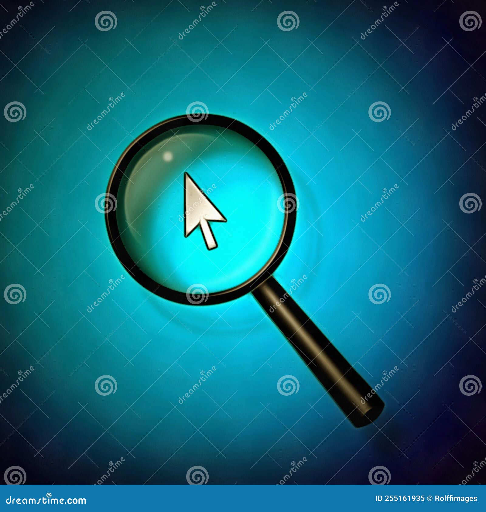 Arrow and magnify glass stock illustration. Illustration of ideas ...
