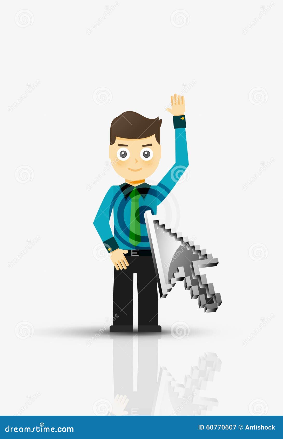 Arrow and Man, Click on the Person Flat Design Stock Vector ...