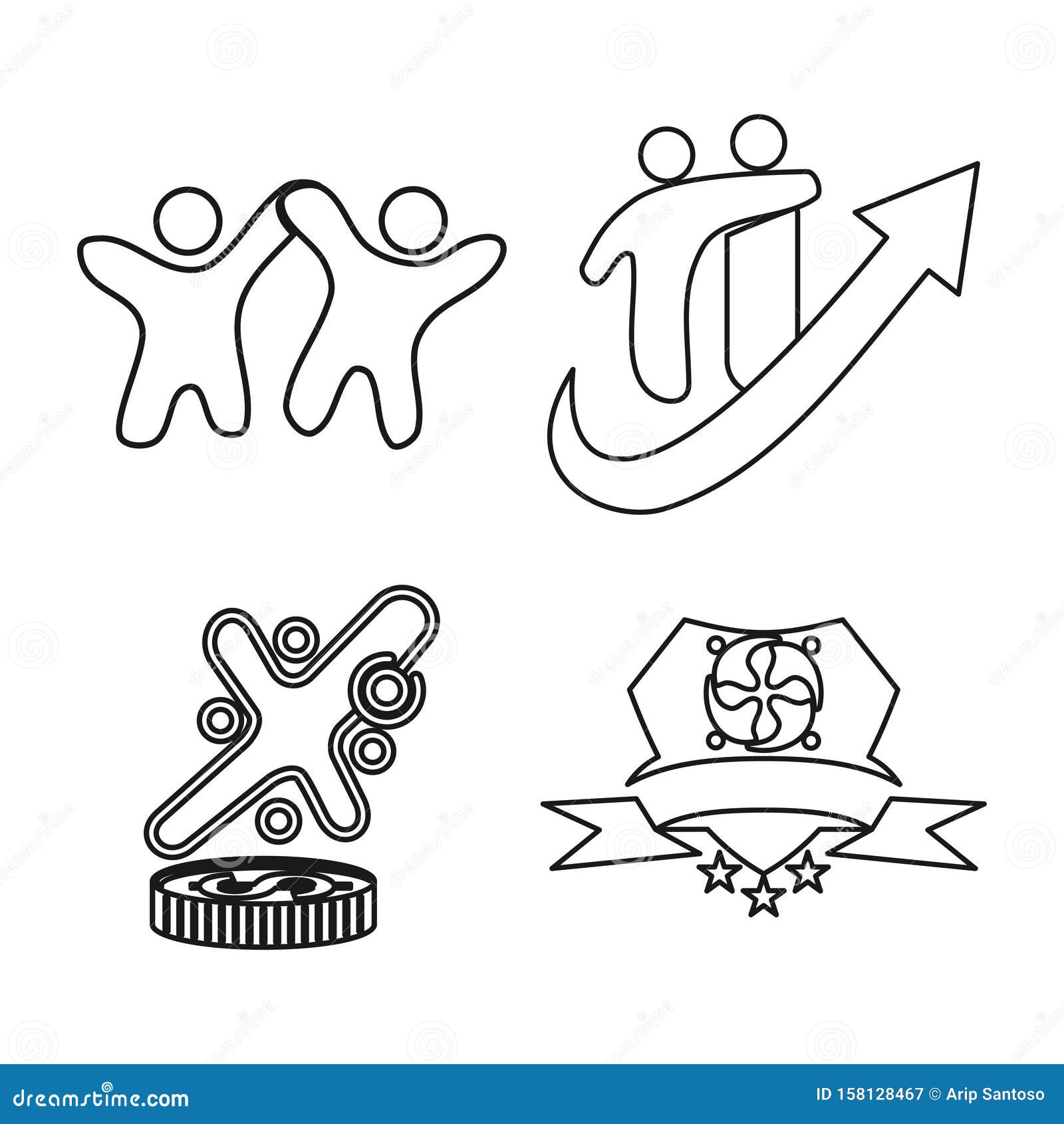 Arrow Money Shield Commitment Teamwork Together Outline Logo Stock Vector - Illustration of ...