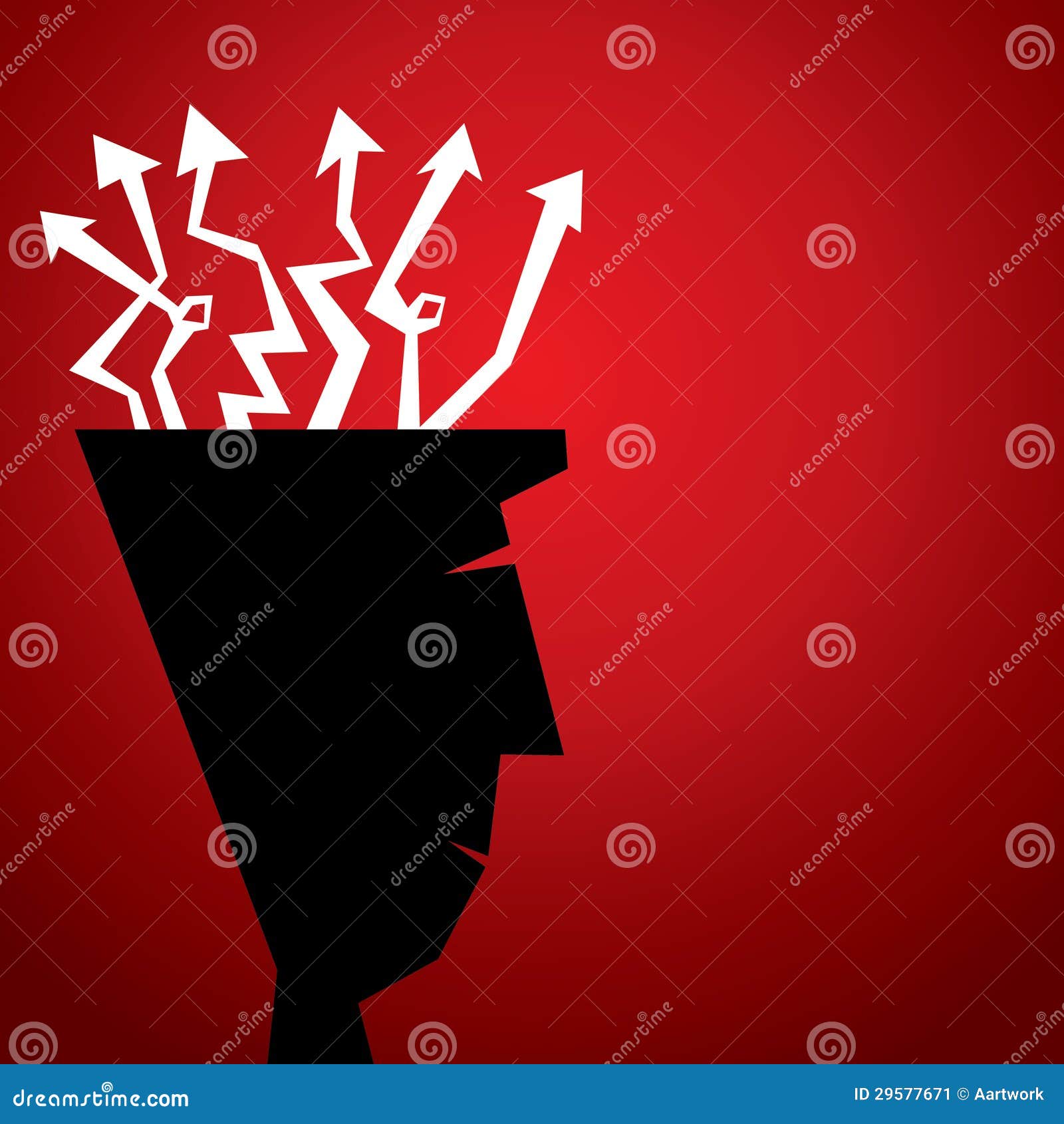 Arrow Move in Random Direction To Men Head Stock Vector - Illustration ...