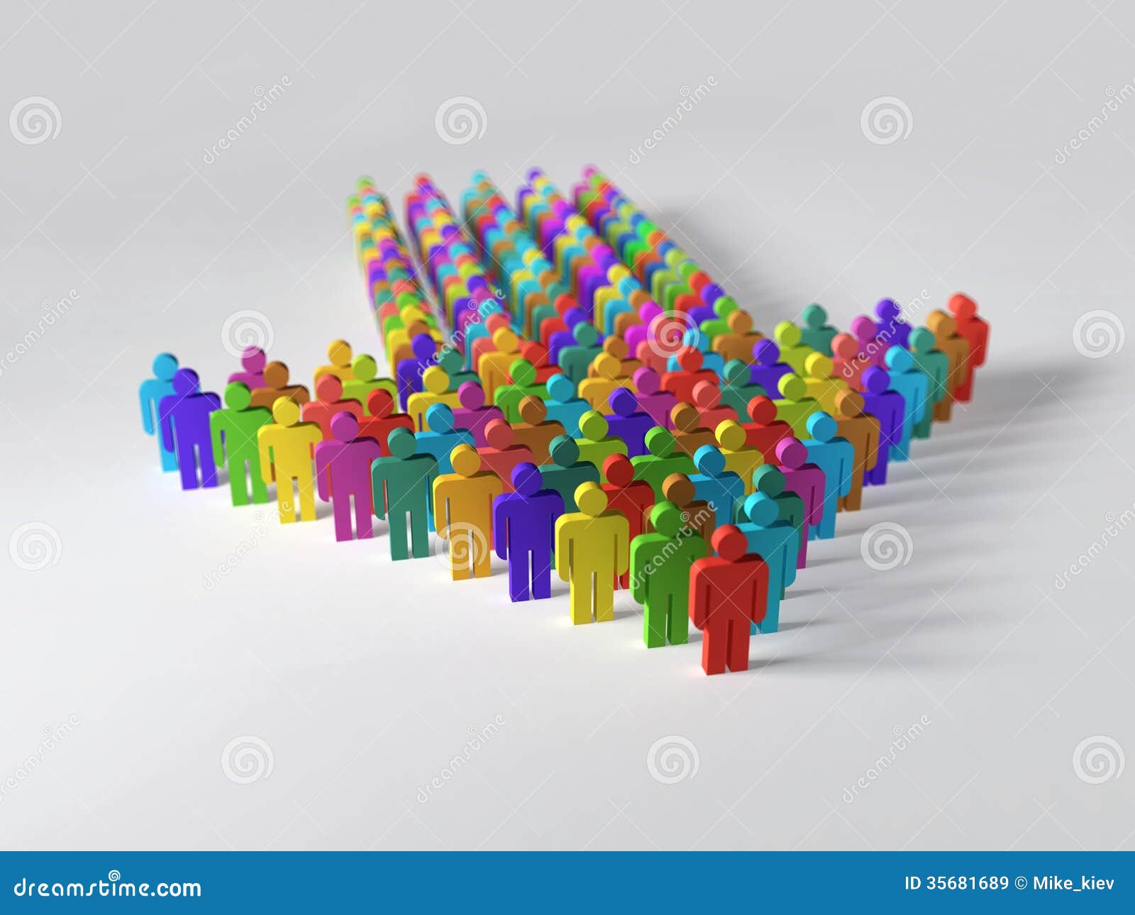 Arrow of multicolor people stock illustration. Illustration of social ...