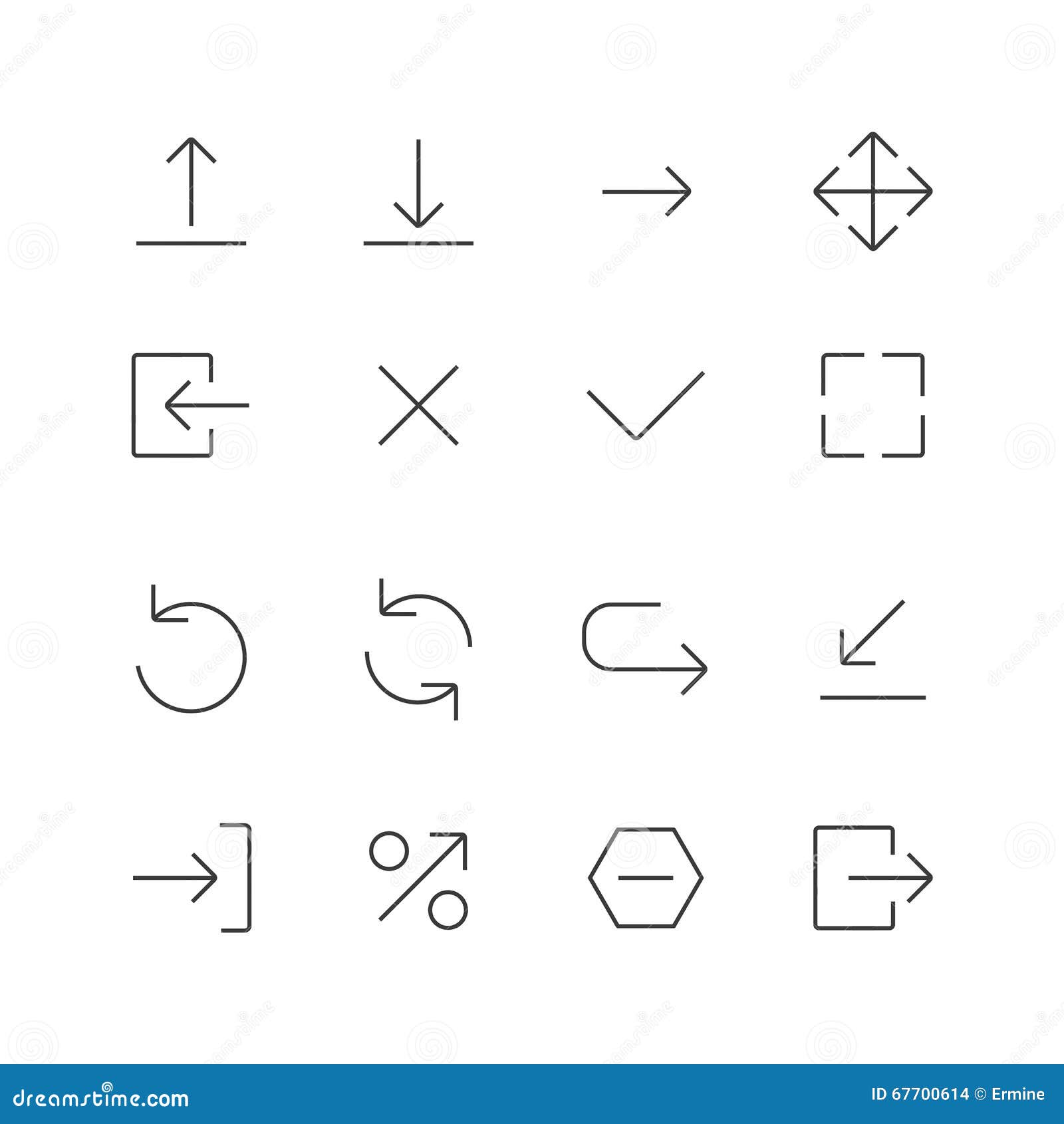 Arrow and Navigation Line Icons Set. Stock Illustration - Illustration ...