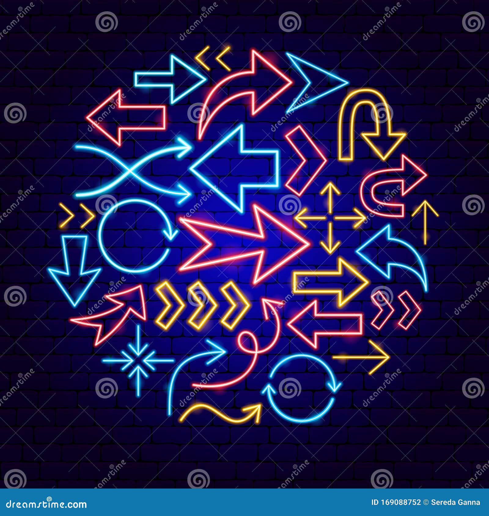 Arrow Neon Concept stock vector. Illustration of element - 169088752