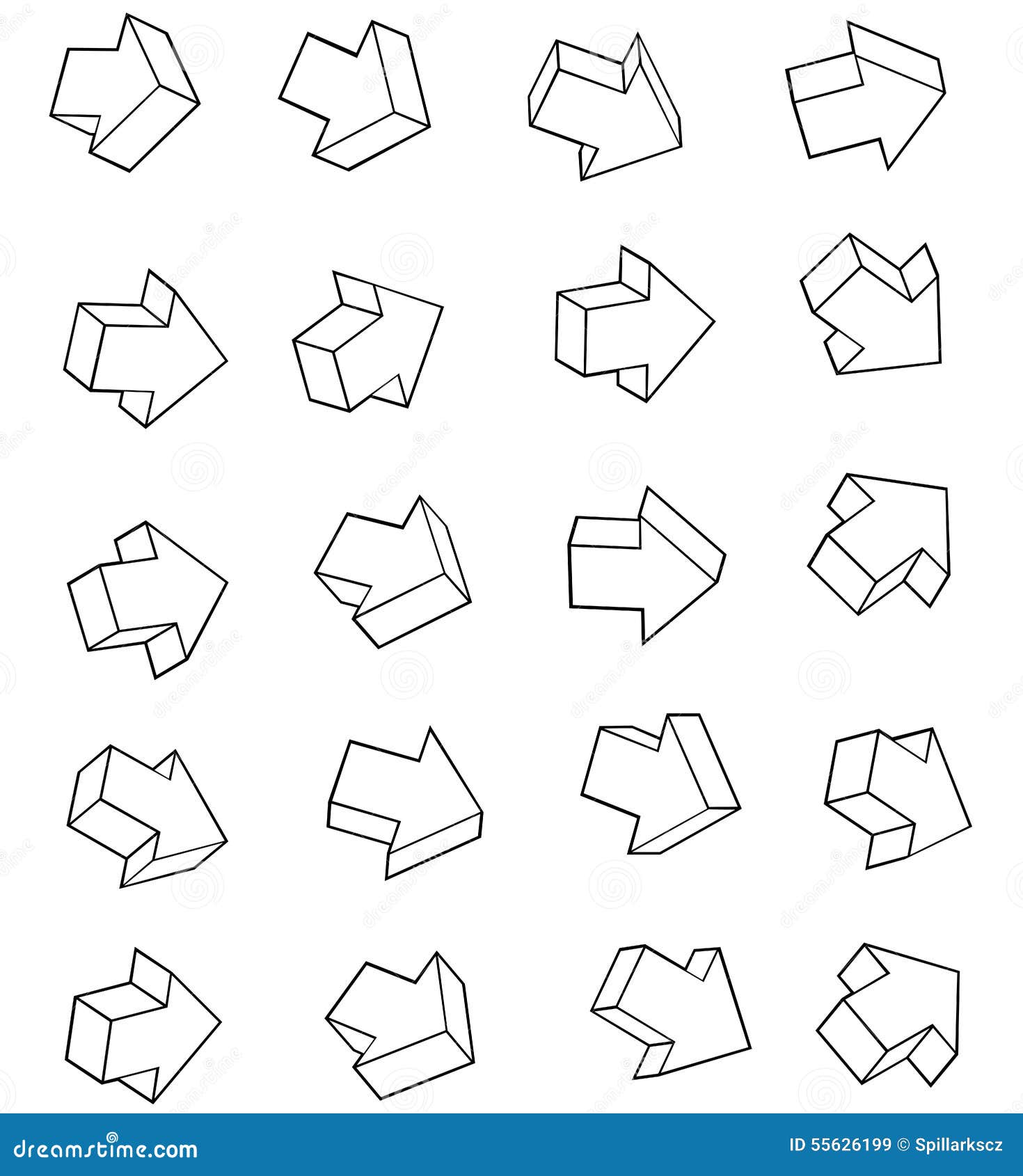 Arrow Outline Icon Collection Over White Background Stock Vector ...