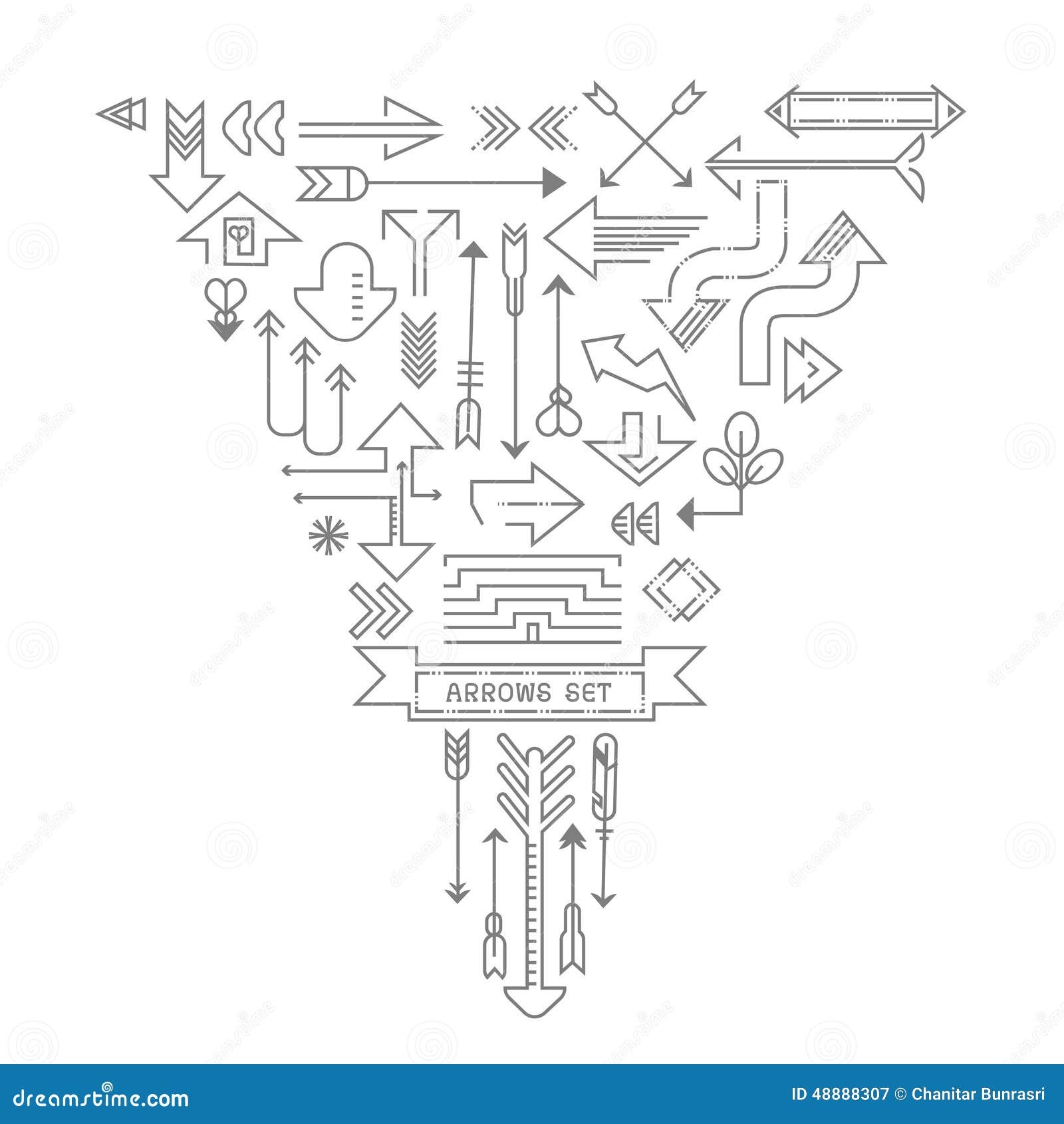 Arrow outline icons set stock vector. Illustration of shape - 48888307
