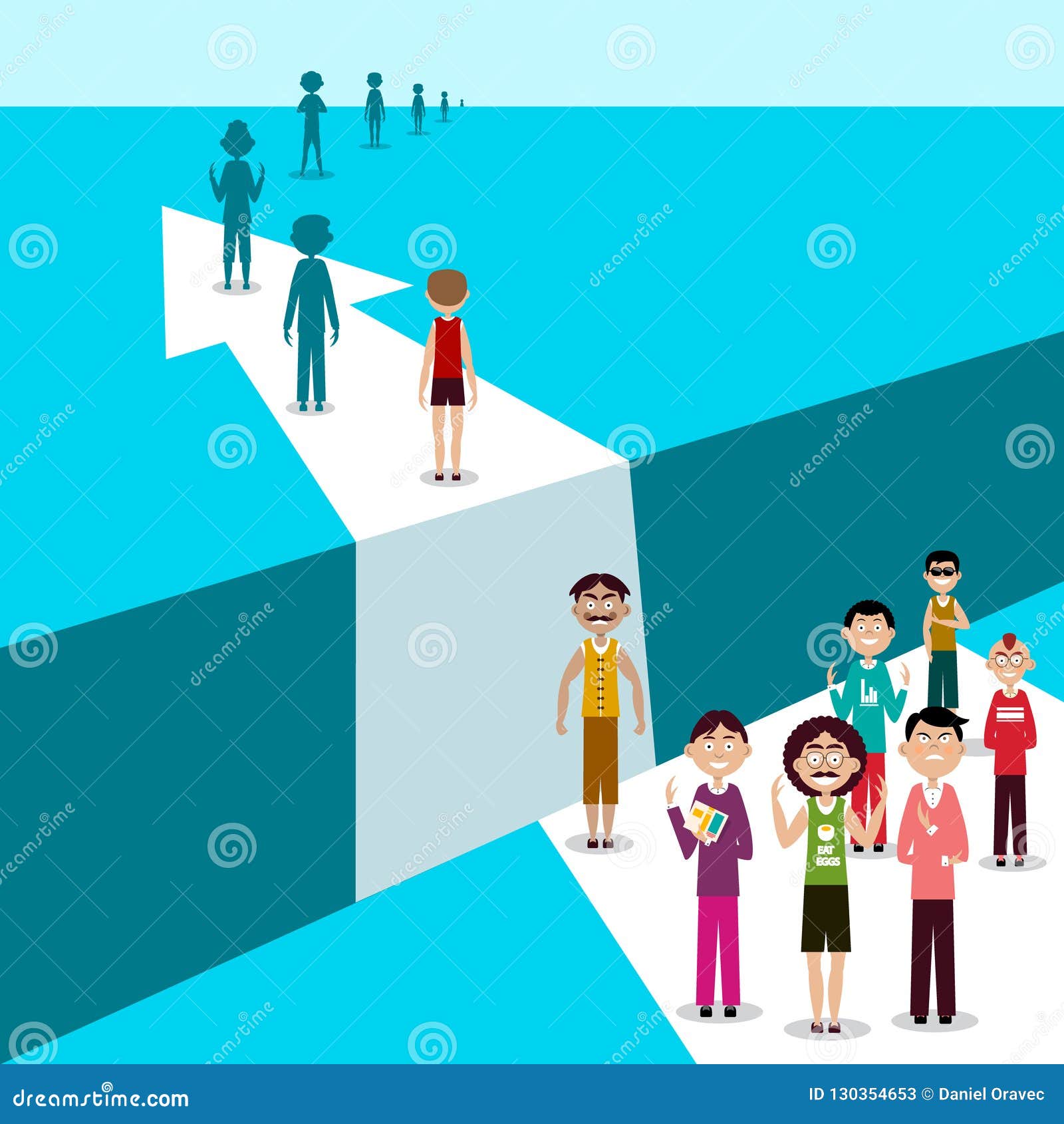 Arrow Over Abyss with People Line. Stock Vector - Illustration of ...