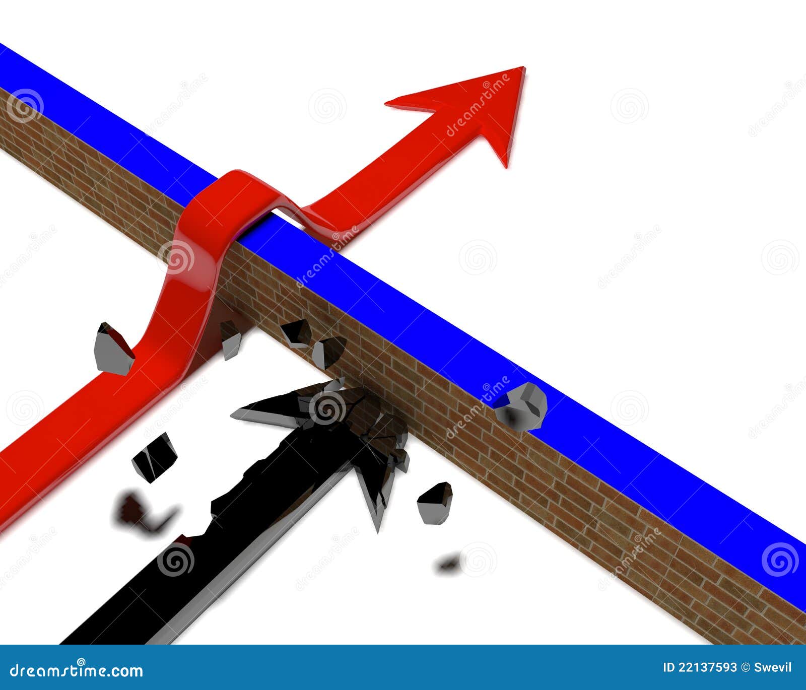 Arrow over a wall stock illustration. Illustration of arrow - 22137593