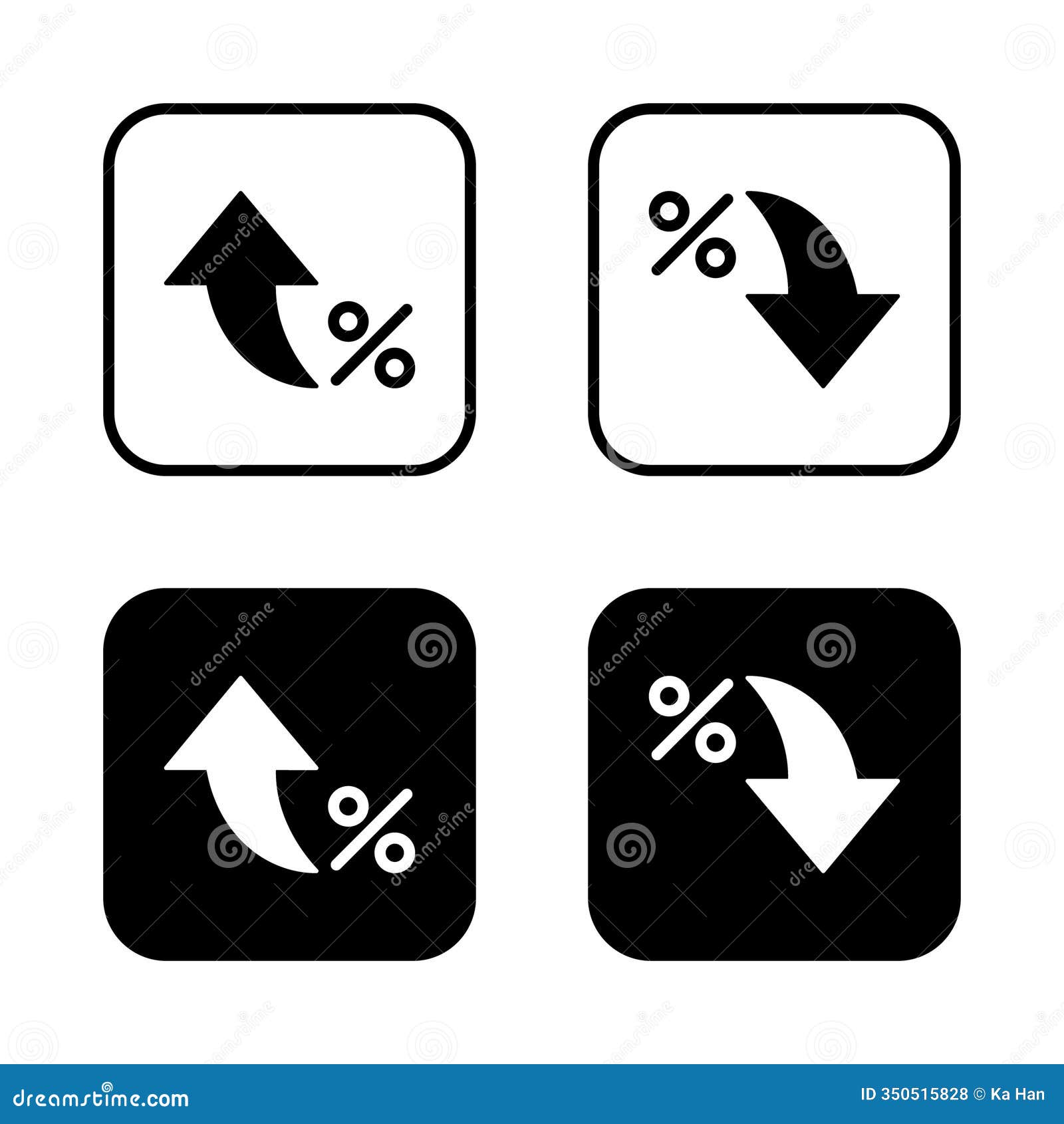 Arrow Percent Icon on Black Square. Increase and Decrease Percentage Sign Symbol Stock ...