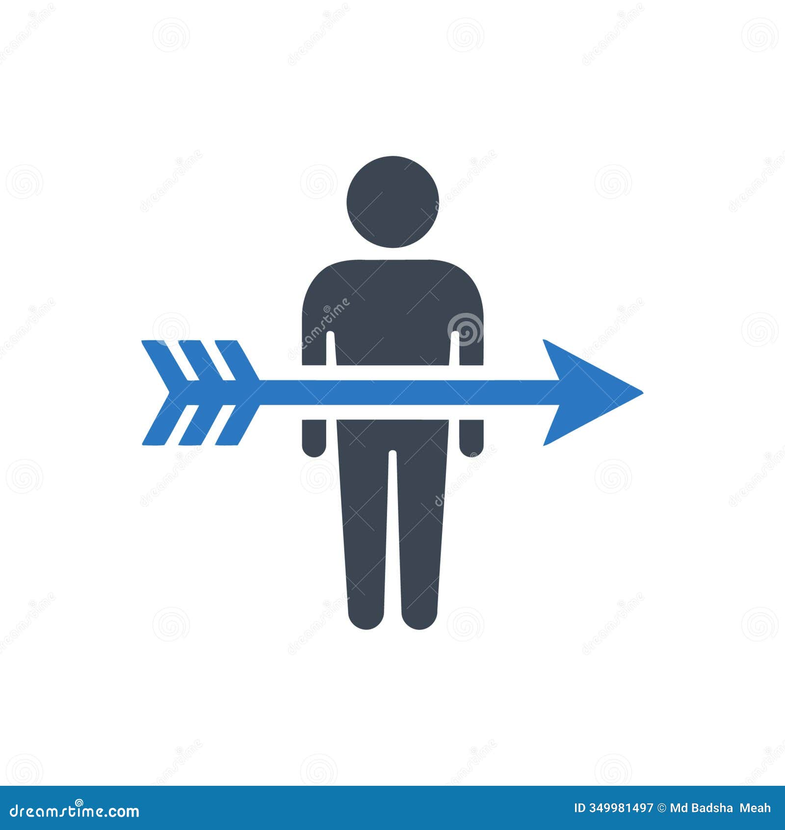 Arrow through Person Icon stock illustration. Illustration of movement ...