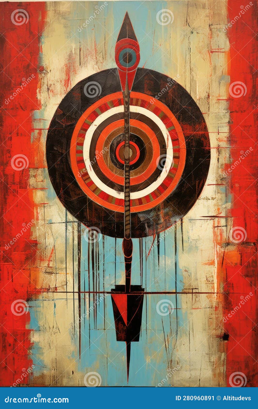 Arrow Piercing a Bullseye on a Target Board Stock Image - Image of ...