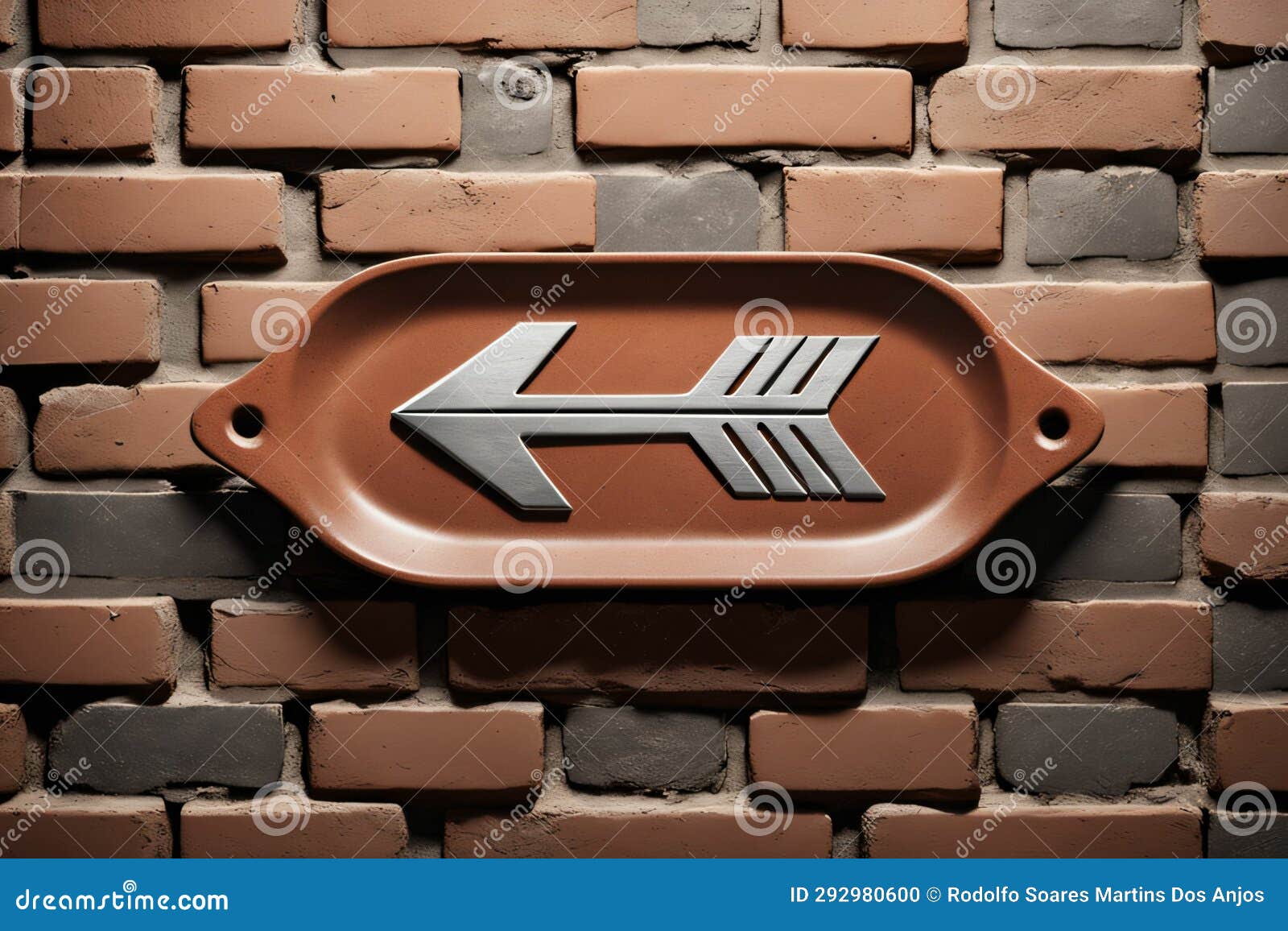 Arrow Plate on Brick Wall stock illustration. Illustration of brick ...