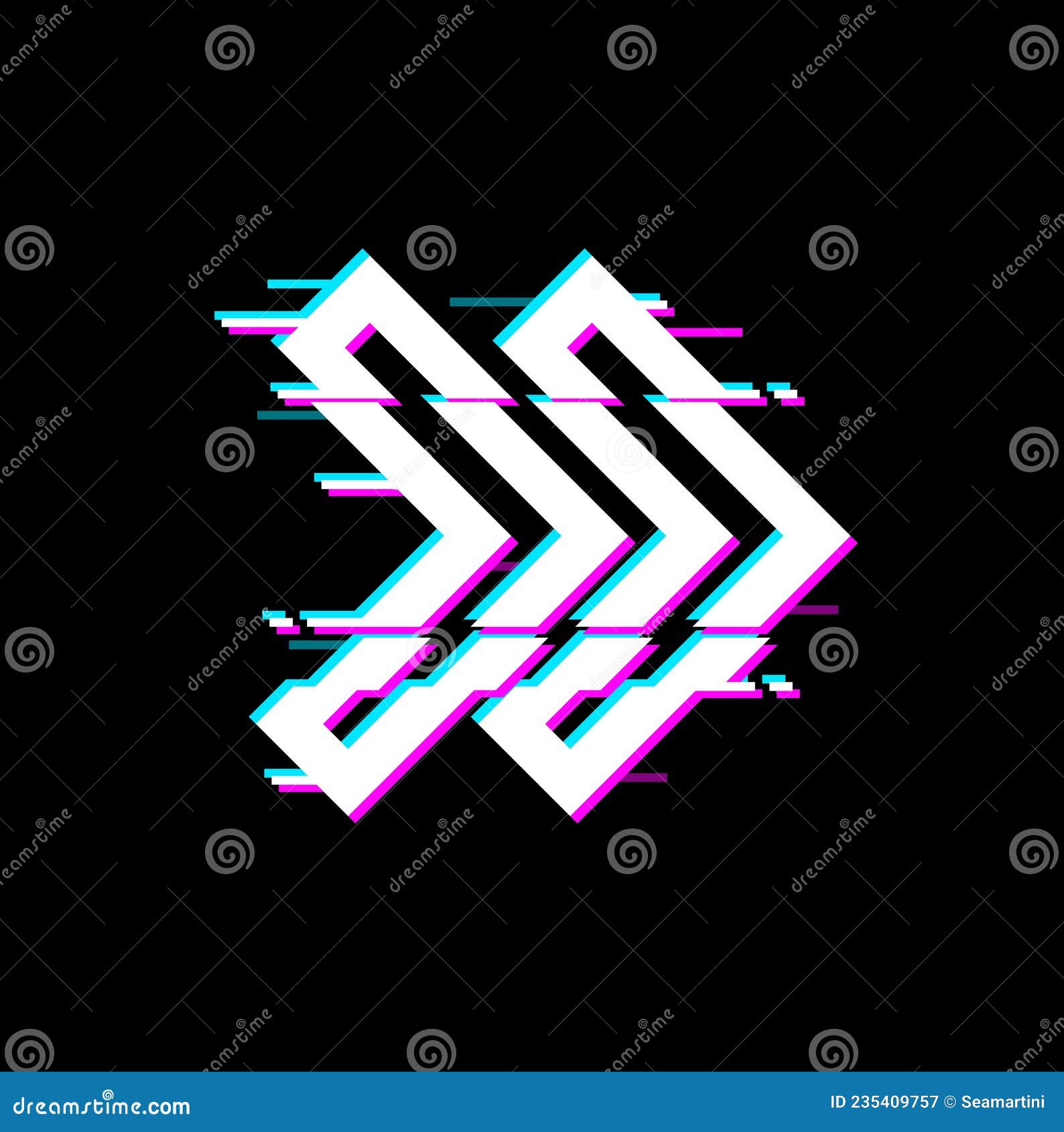 Arrow Pointer Glitch Effect Jump Forward Button Stock Vector ...
