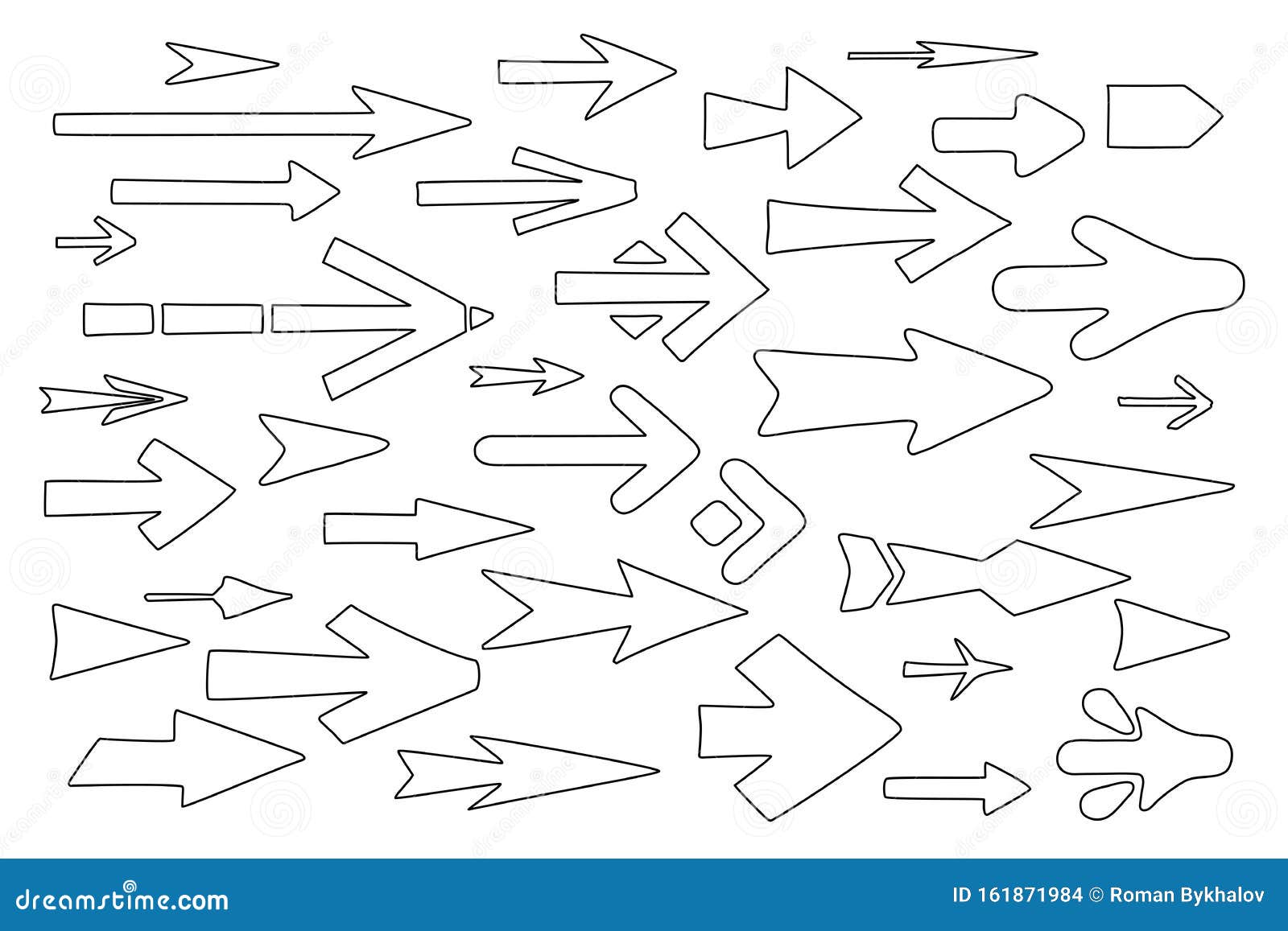 Arrow Pointers Hand-drawn Outline Vector Set Stock Vector ...