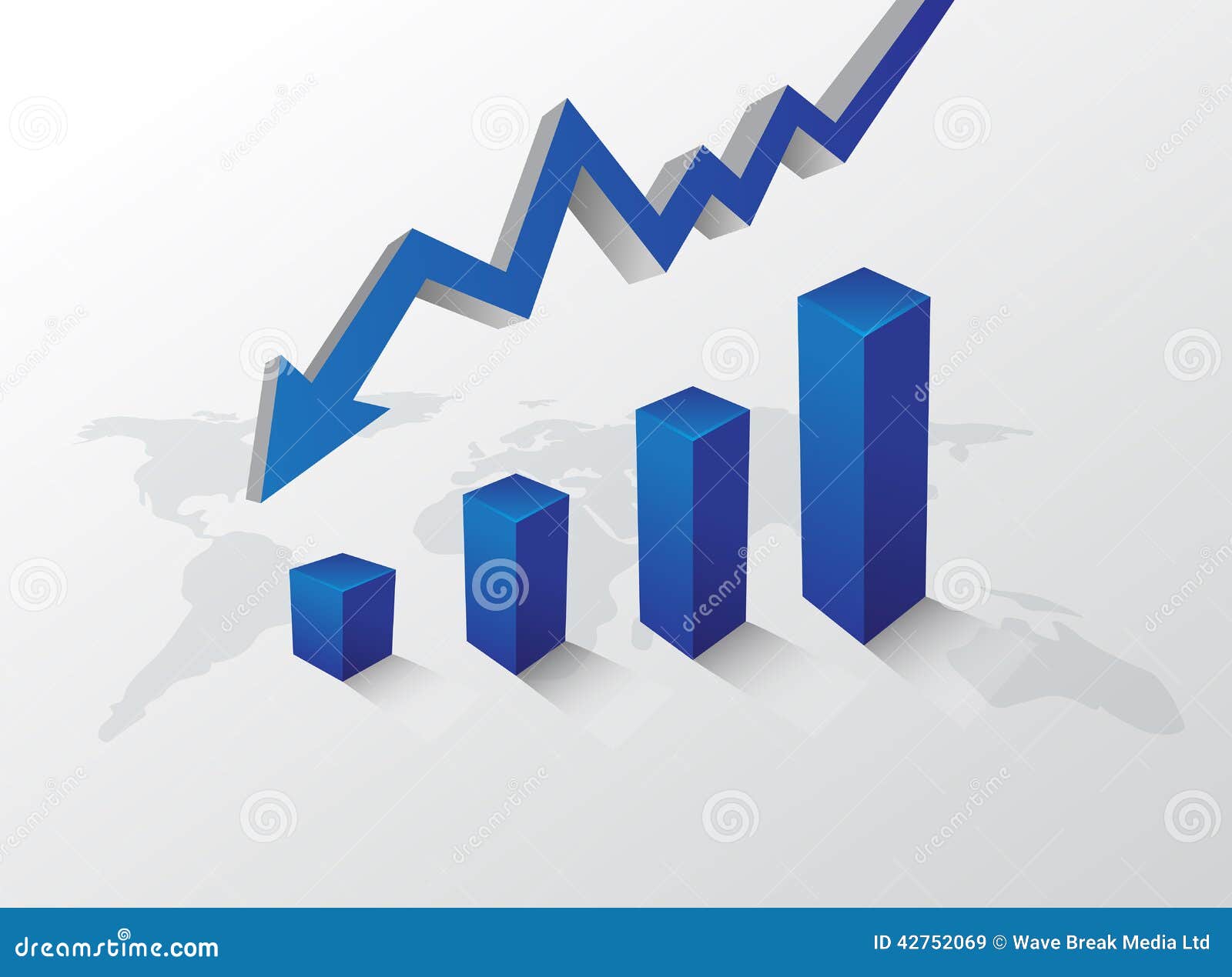 Arrow Pointing Down with Graph on World Map Stock Vector - Illustration ...