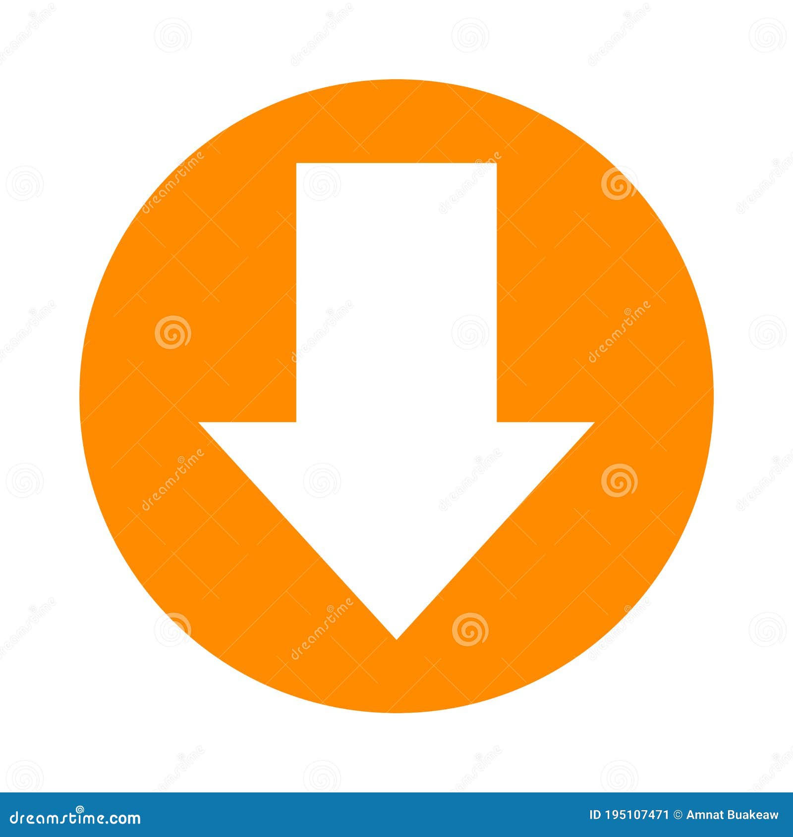 Arrow Pointing Down White in Circle Orange for Icon Flat Isolated on ...