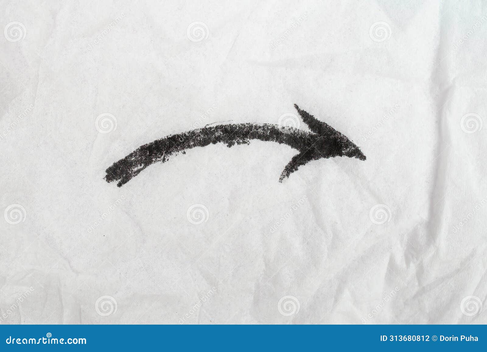 Arrow Pointing Downward To the Right , Scribbled with Black Ink on ...