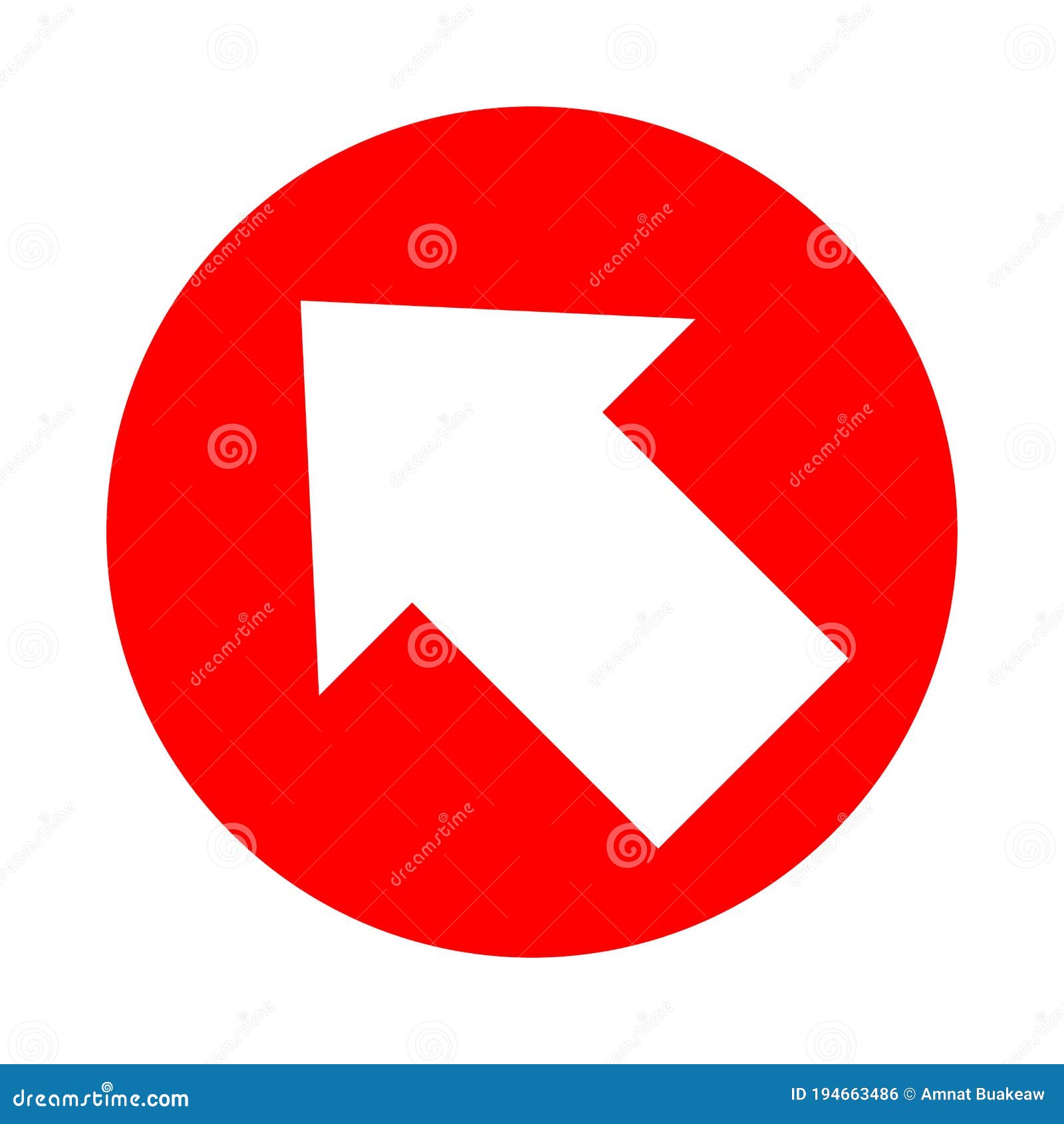 Arrow Pointing Left Up in Circle Red for Icon Flat Isolated on White ...
