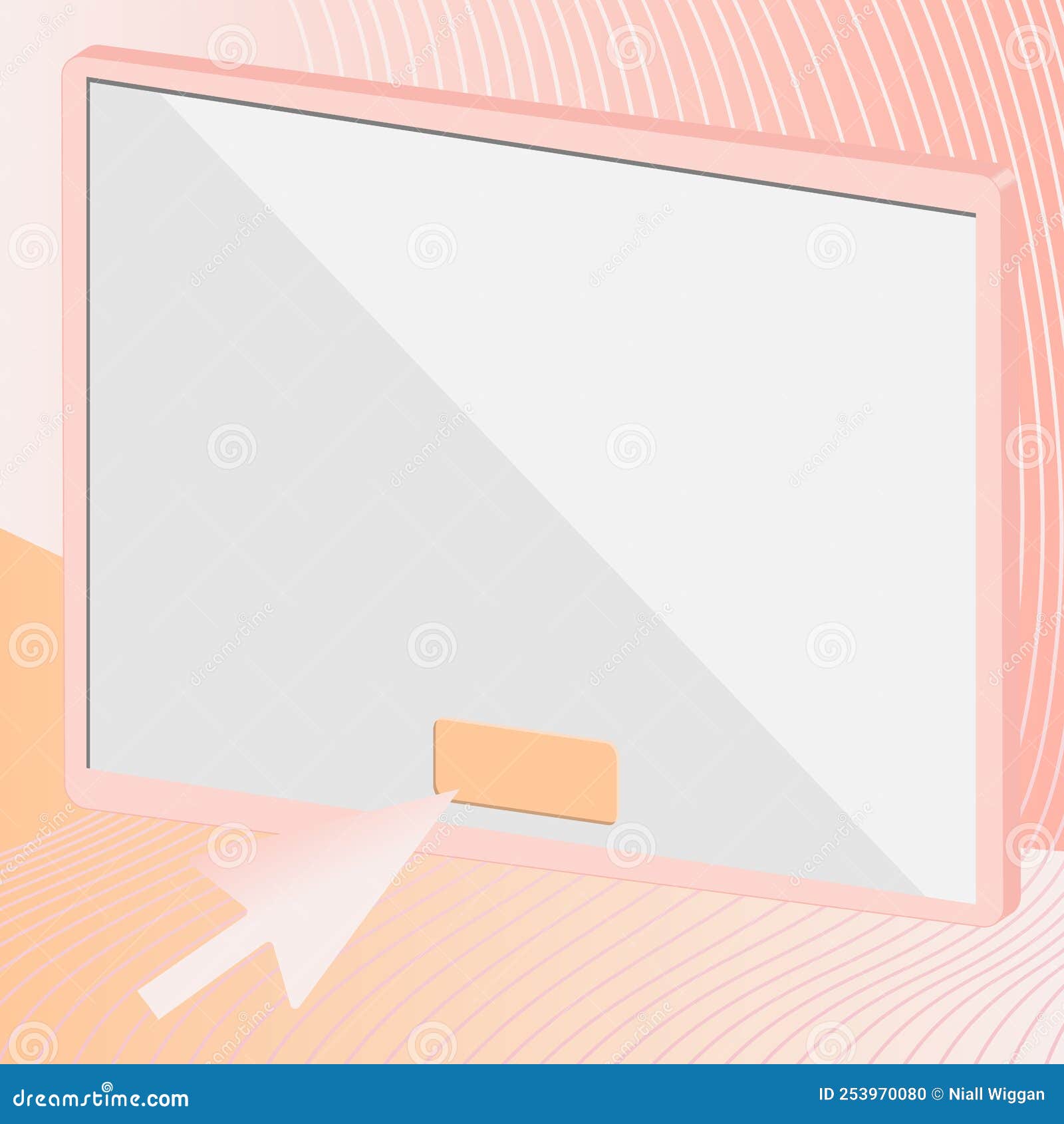 Arrow Pointing on Main Button of a Portable Device. Blank Screen Tablet ...