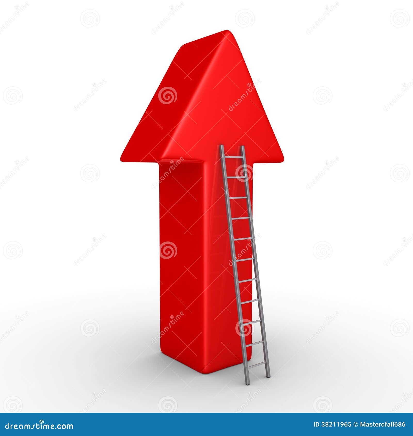 Arrow Pointing Upwards and a Ladder Stock Illustration - Illustration ...