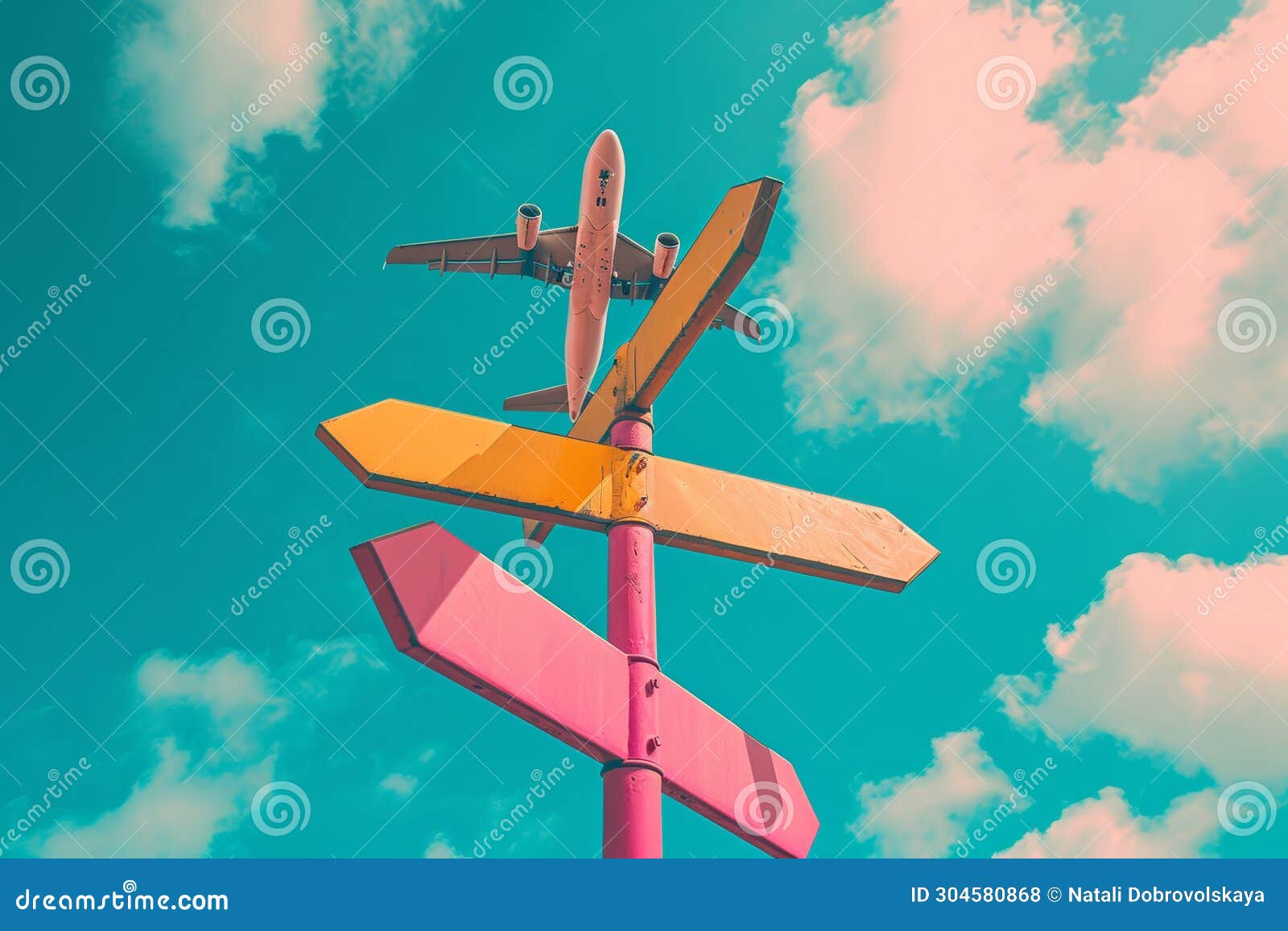 An Arrow on a Post Pointing To Different Destinations Stock Photo ...
