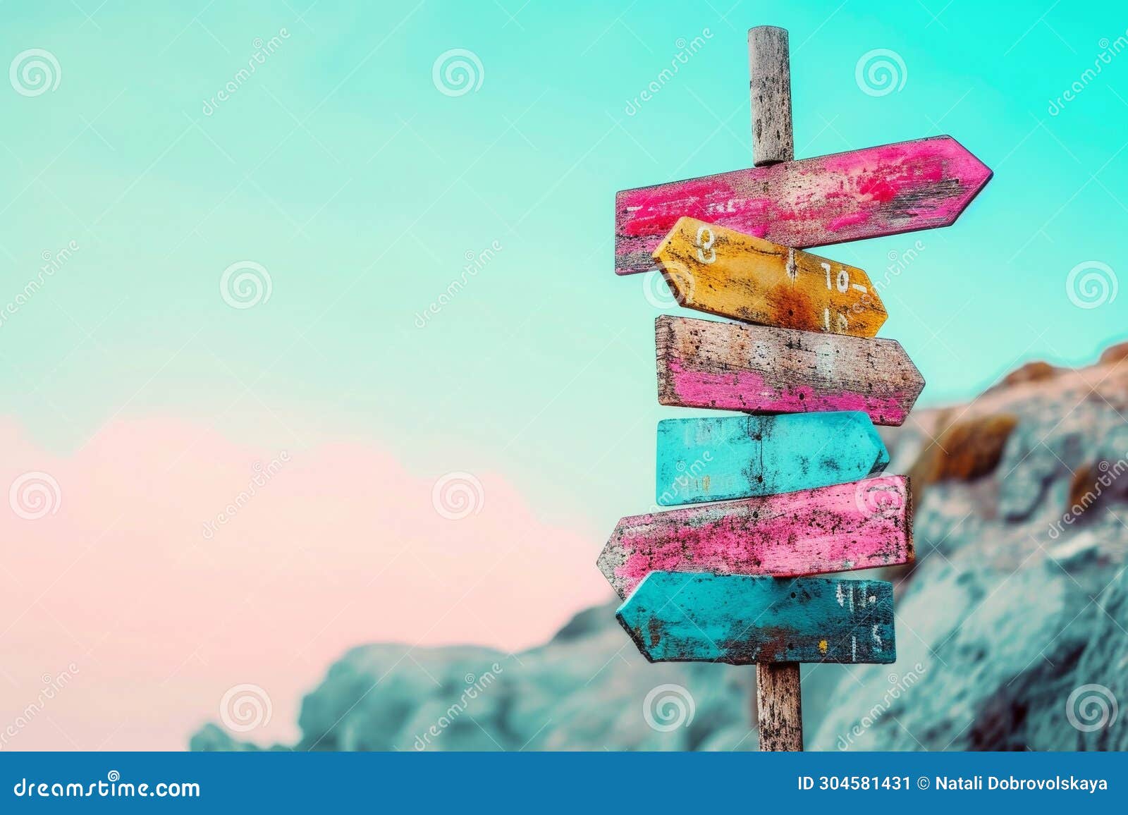 An Arrow on a Post Pointing To Different Destinations Stock Image ...