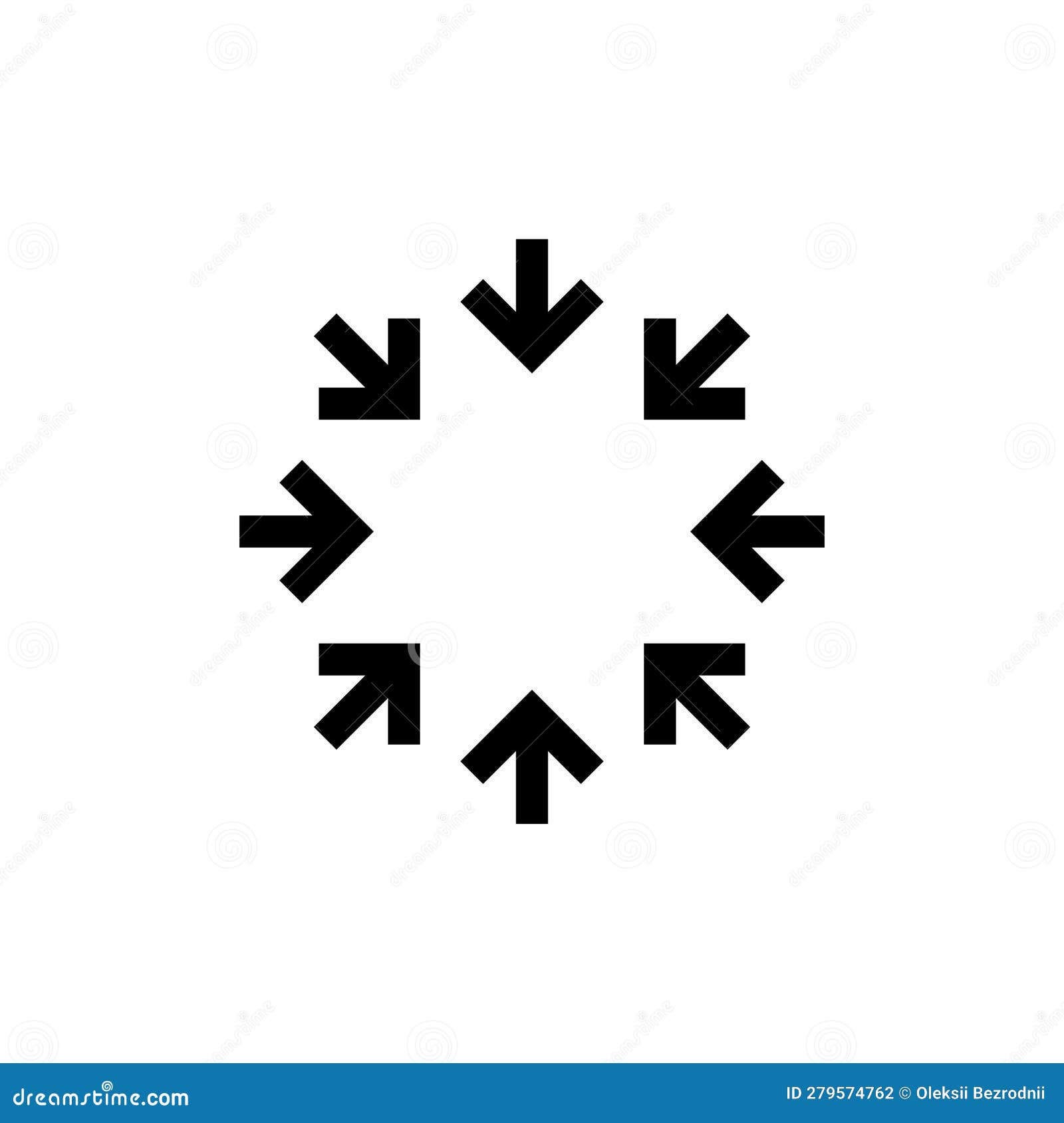 Arrow Radial Inside Vector. Circle Inward Stock Vector - Illustration ...