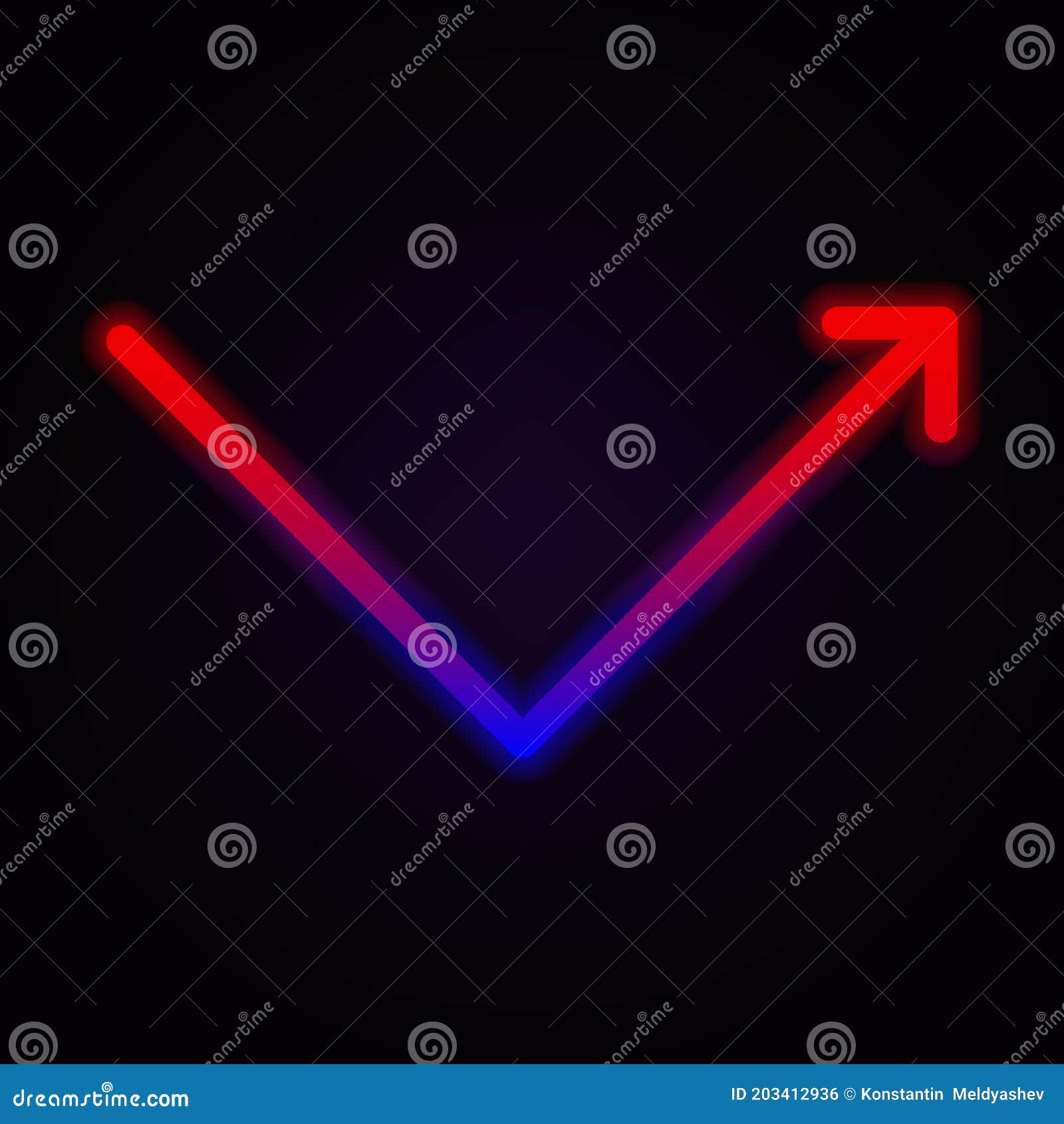 Arrow, Rebound Neon Icon On Dark Background Stock Photo | CartoonDealer ...