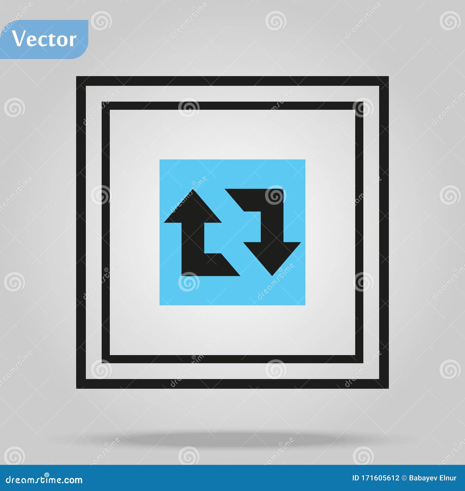 Arrow Reload, Rotate, Refresh, Repeat Sign on Rounded Square Glossy Icon Web Internet Button and ...