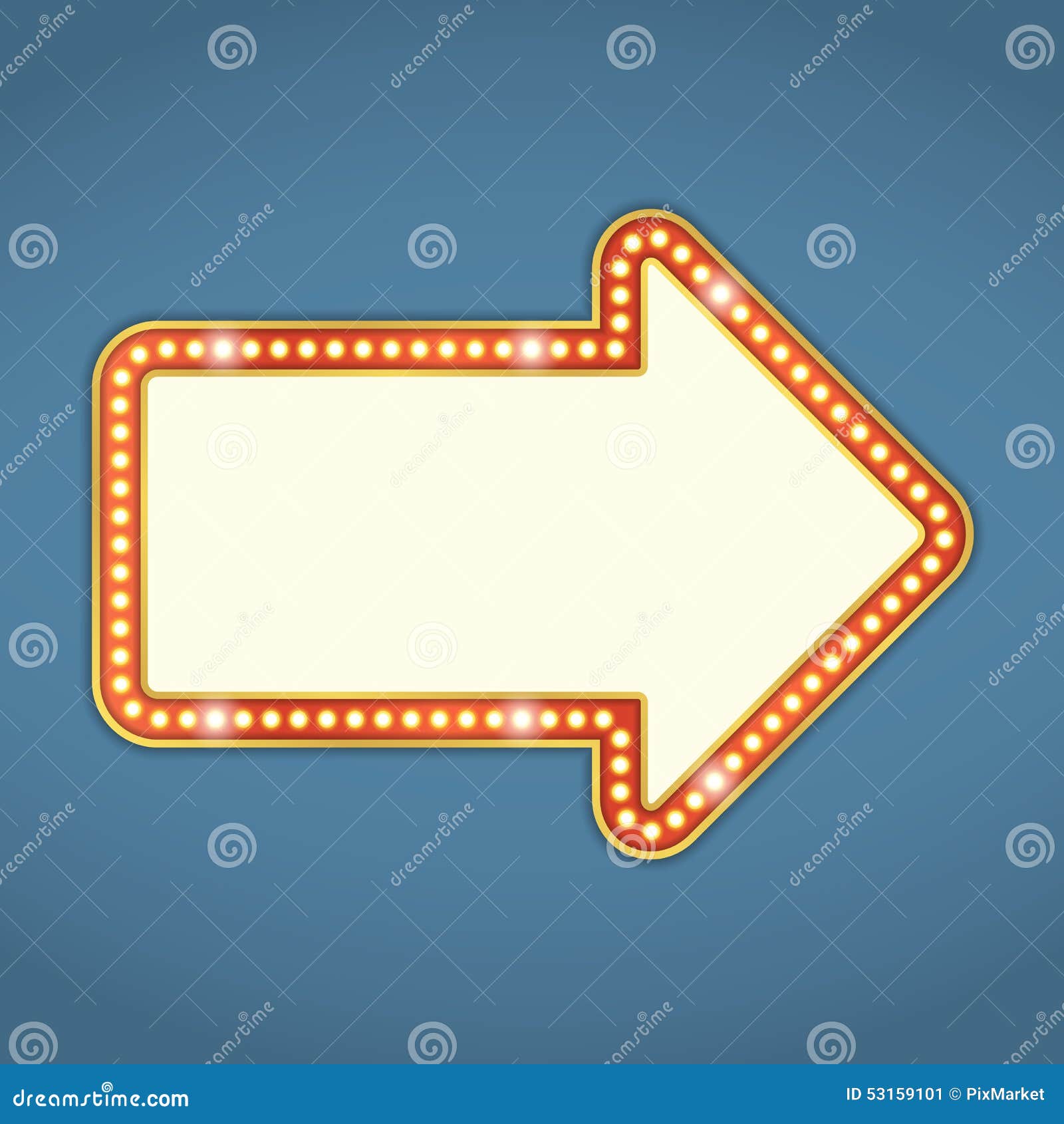 Arrow with Retro Lights stock vector. Illustration of cinema - 53159101