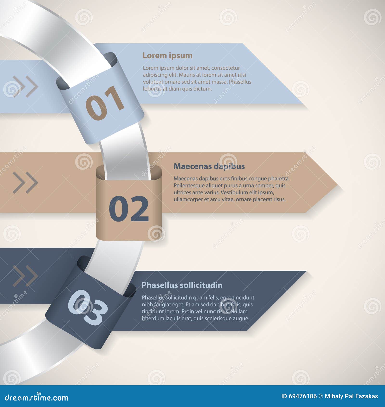 Arrow Ribbons Around Metallic Ring Infographic Template Stock Vector ...