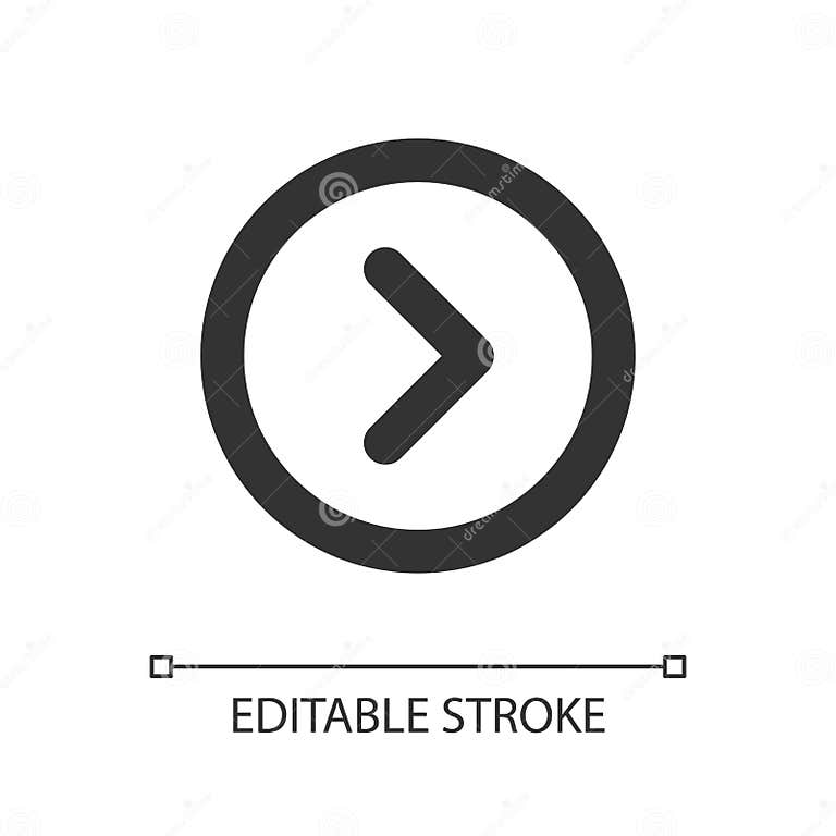 Arrow Right Button Pixel Perfect Linear Ui Icon Stock Vector - Illustration of circle, right ...